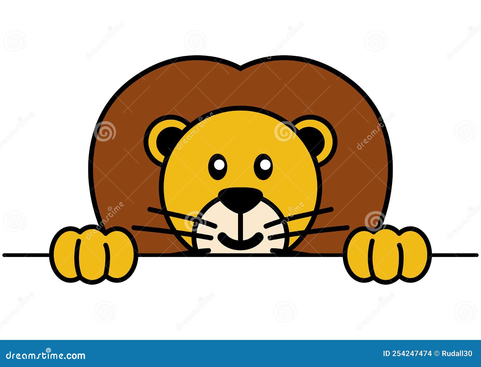 Peeking Lion Cub - Funny Peek Animal - Face Head Isolated On White ...
