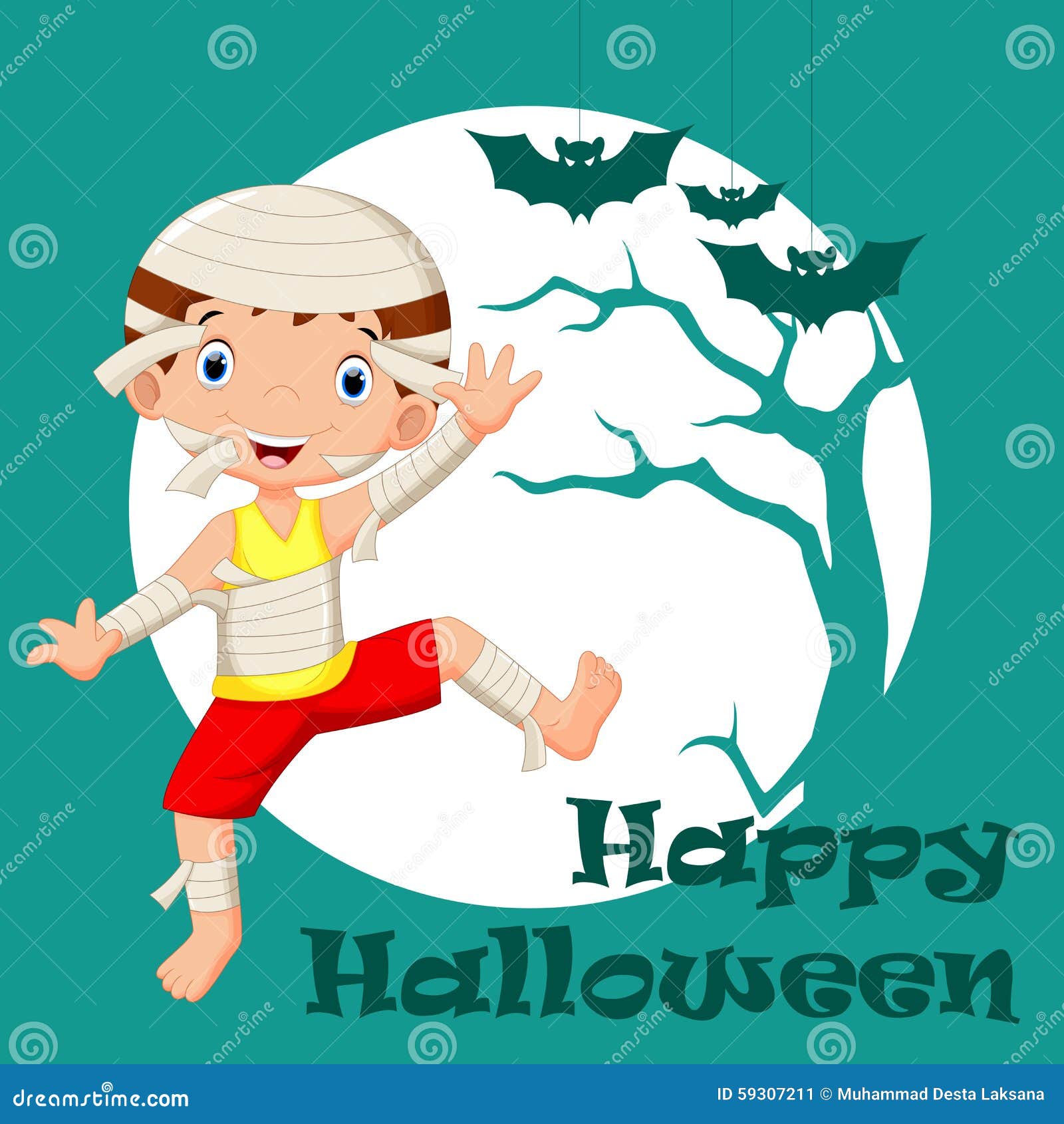 Funny cartoon little mummy stock illustration. Illustration of creepy ...