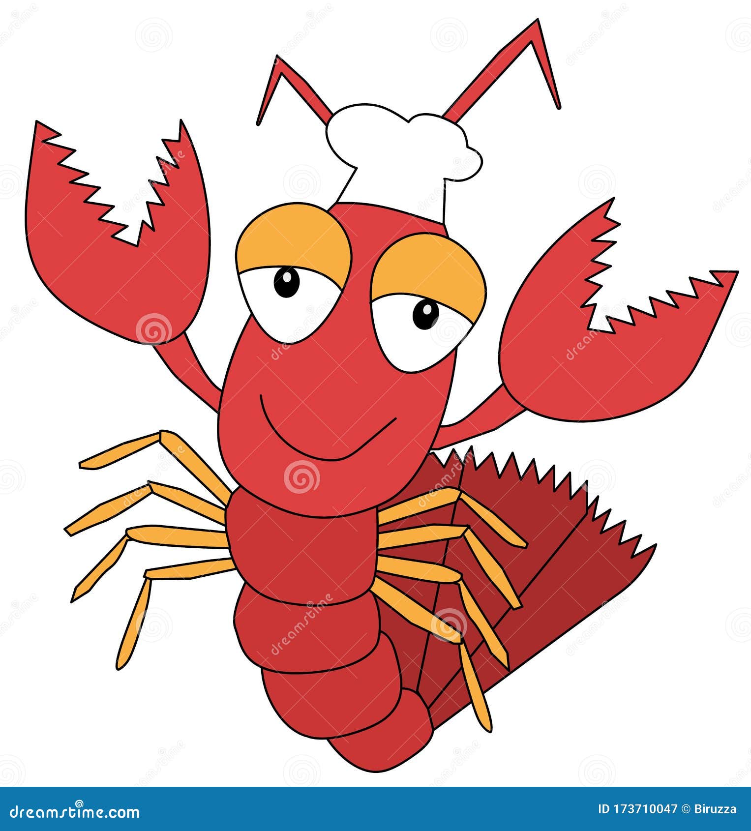 Funny Cartoon Lobster Character in a Cook Hat. Vector Illustration ...
