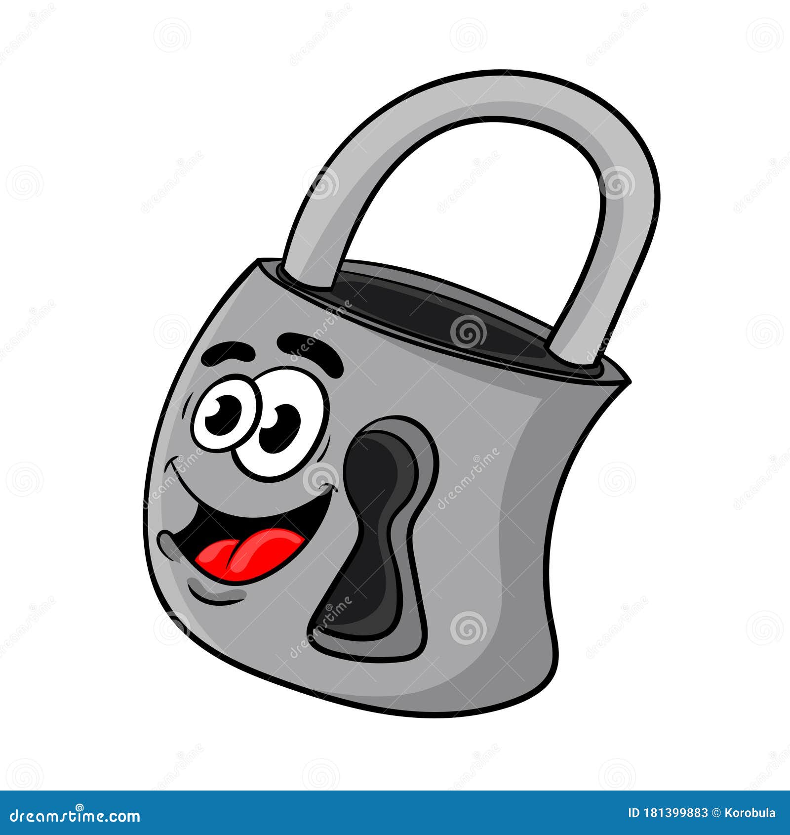 Cartoon Lock. Golden And Silver Metal Vintage Or Modern Padlock. Data ...