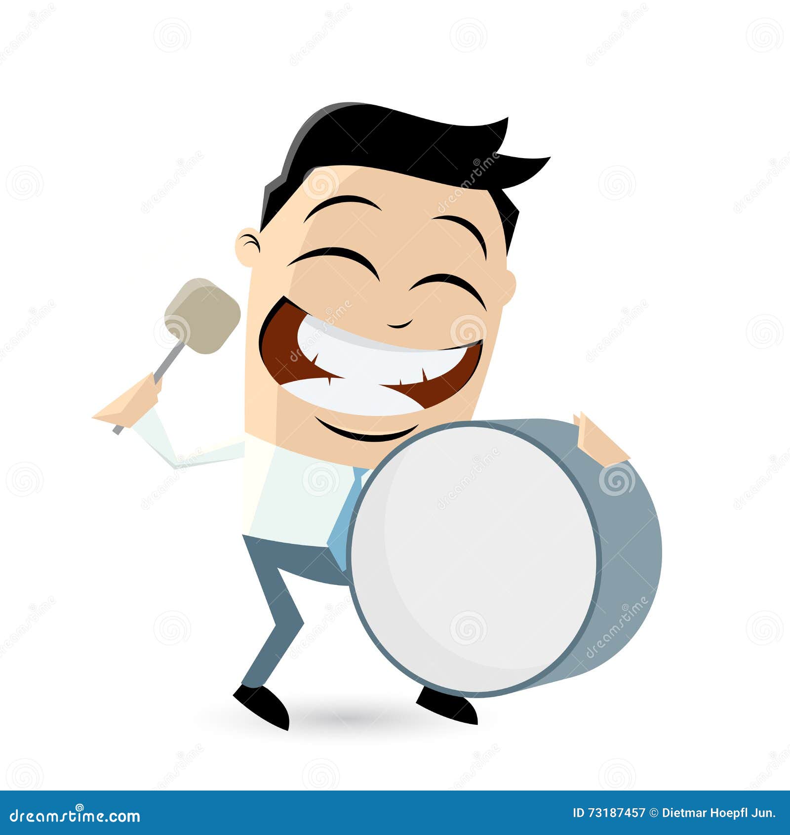 Funny Boy With Drum Playing Indian Dressed In Injun Costume With ...