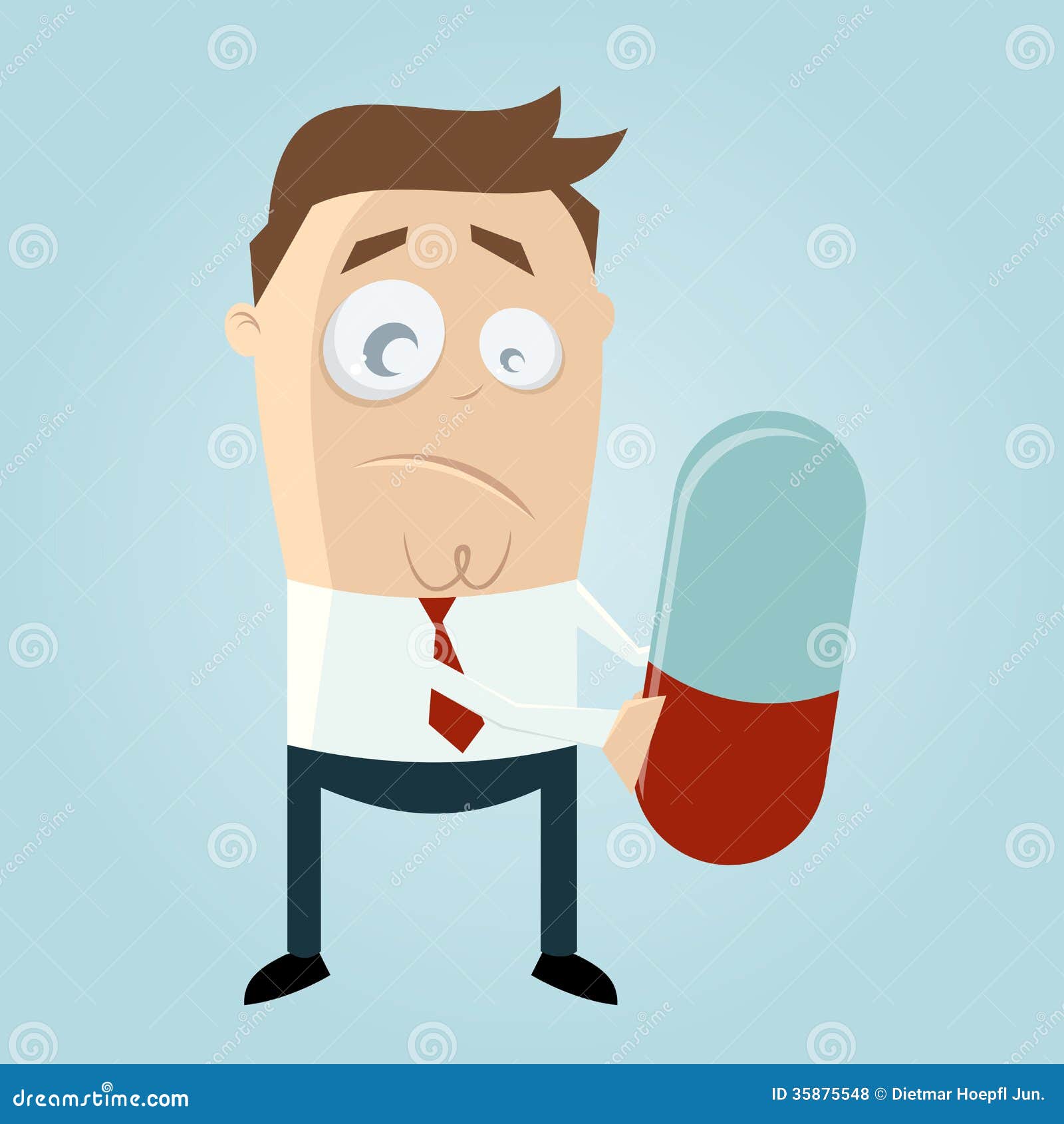 Funny Cartoon Man with Big Pill Stock Vector - Illustration of humorous ...