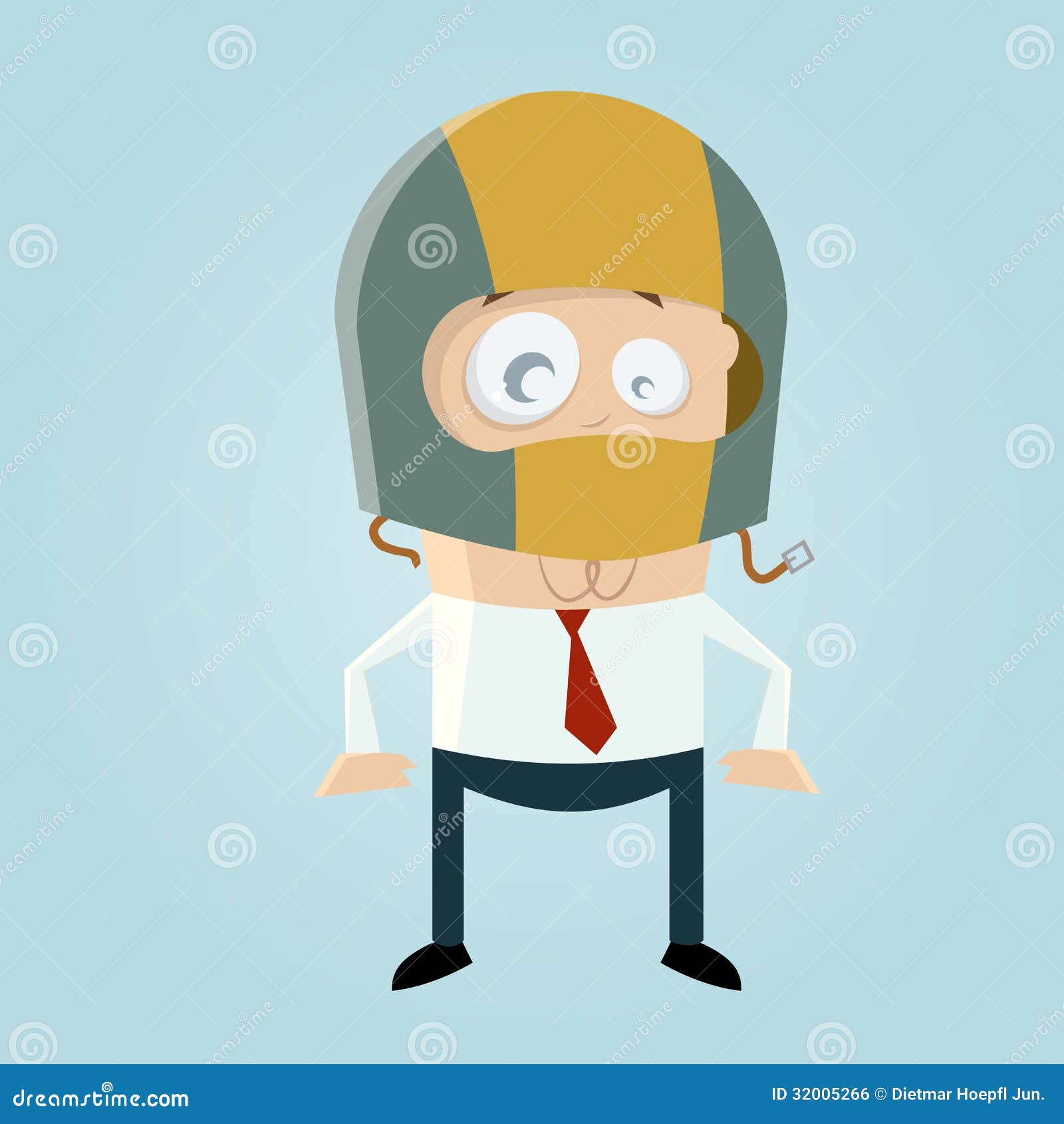 Funny Cartoon Man with Crash Helmet Stock Vector - Illustration of ...