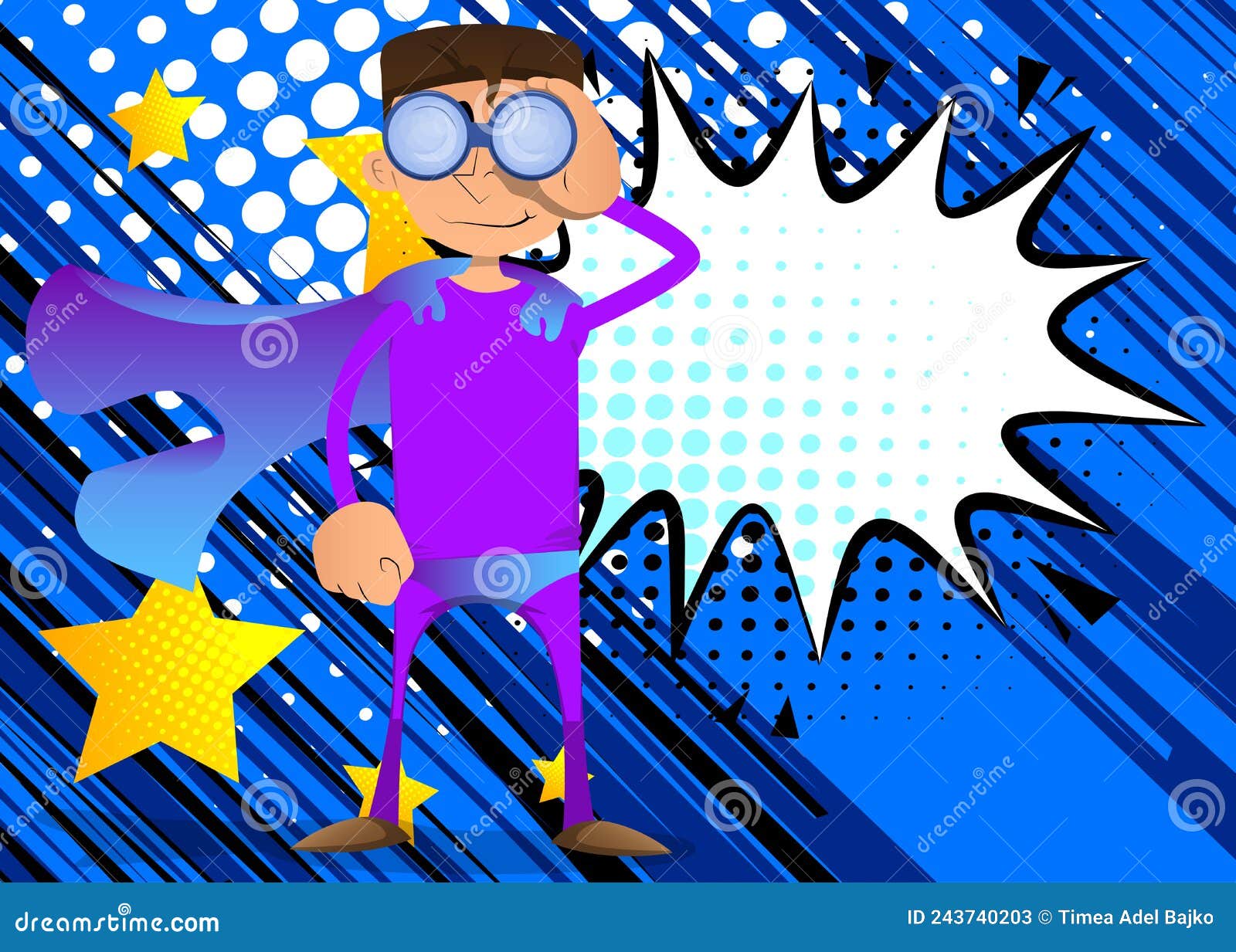 Man Dressed As a Superhero Looking through Binoculars. Stock Vector ...