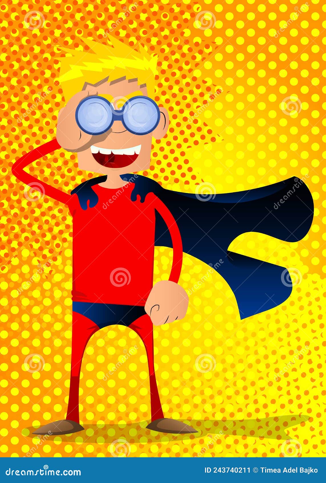 Man Dressed As a Superhero Looking through Binoculars. Stock Vector ...