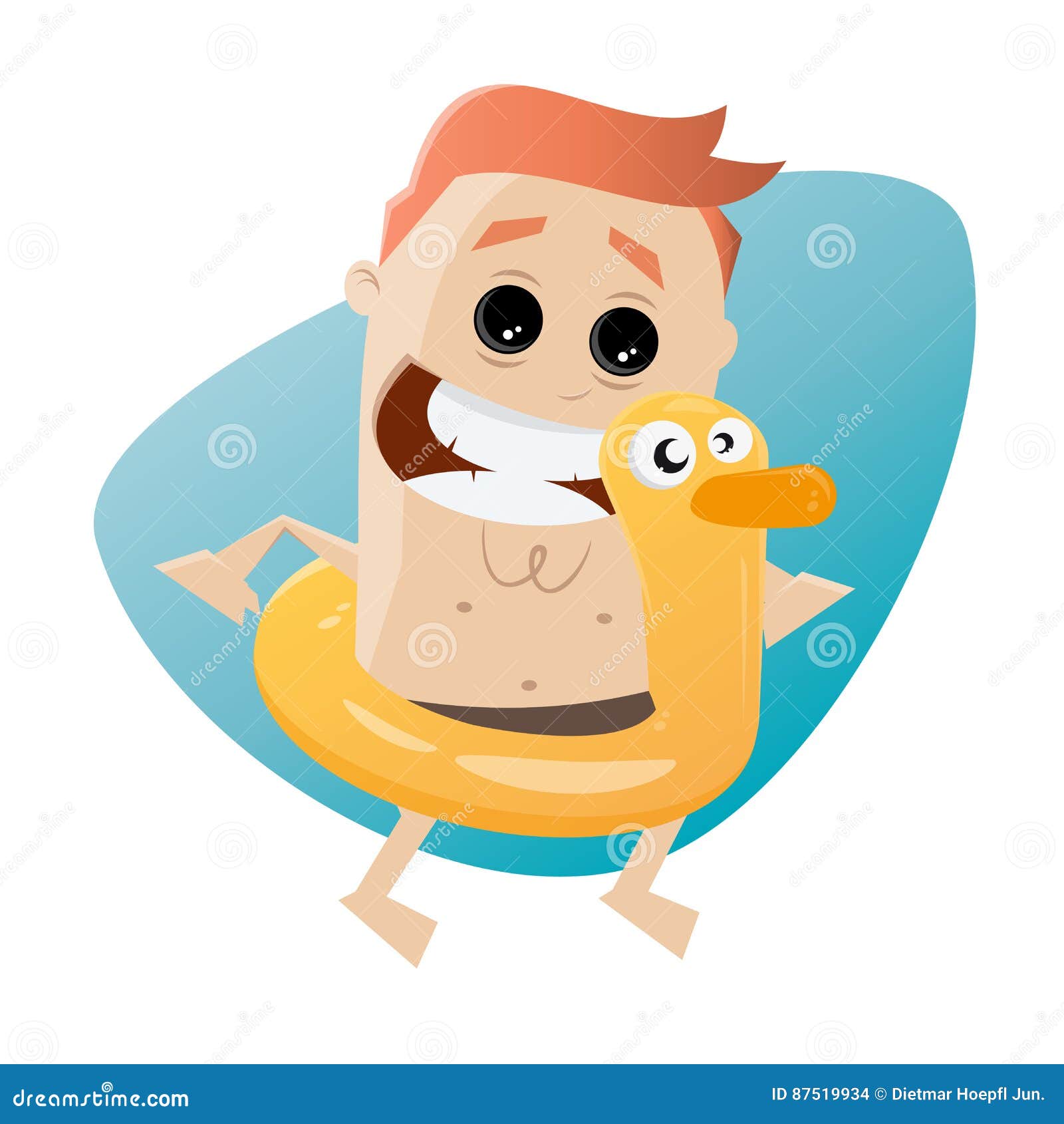 Funny Cartoon Man with Floating Duck Stock Vector - Illustration of ...