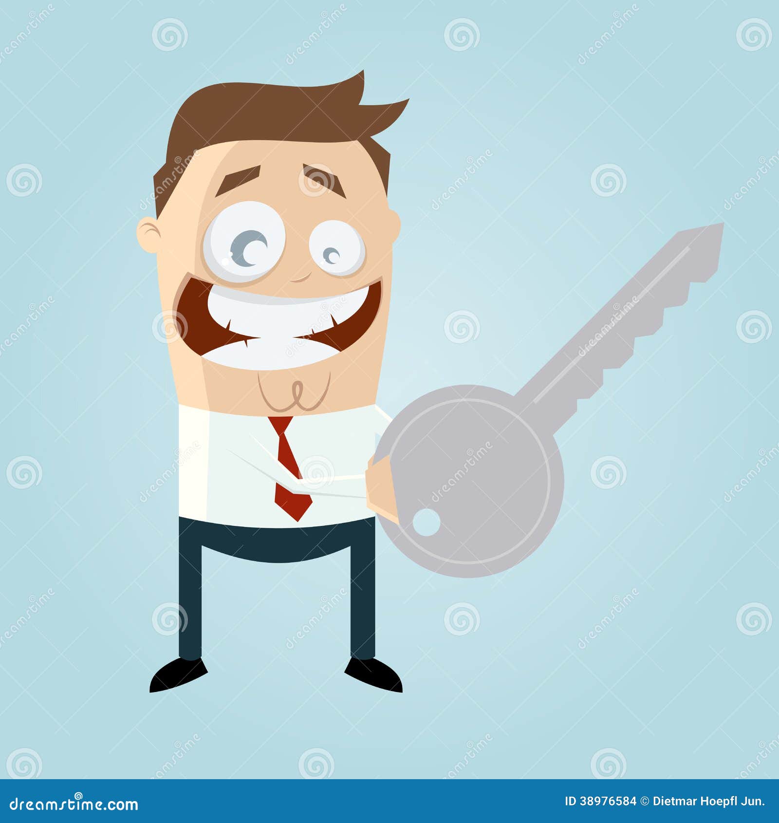 Funny Cartoon Man with a Key Stock Vector - Illustration of clipart ...