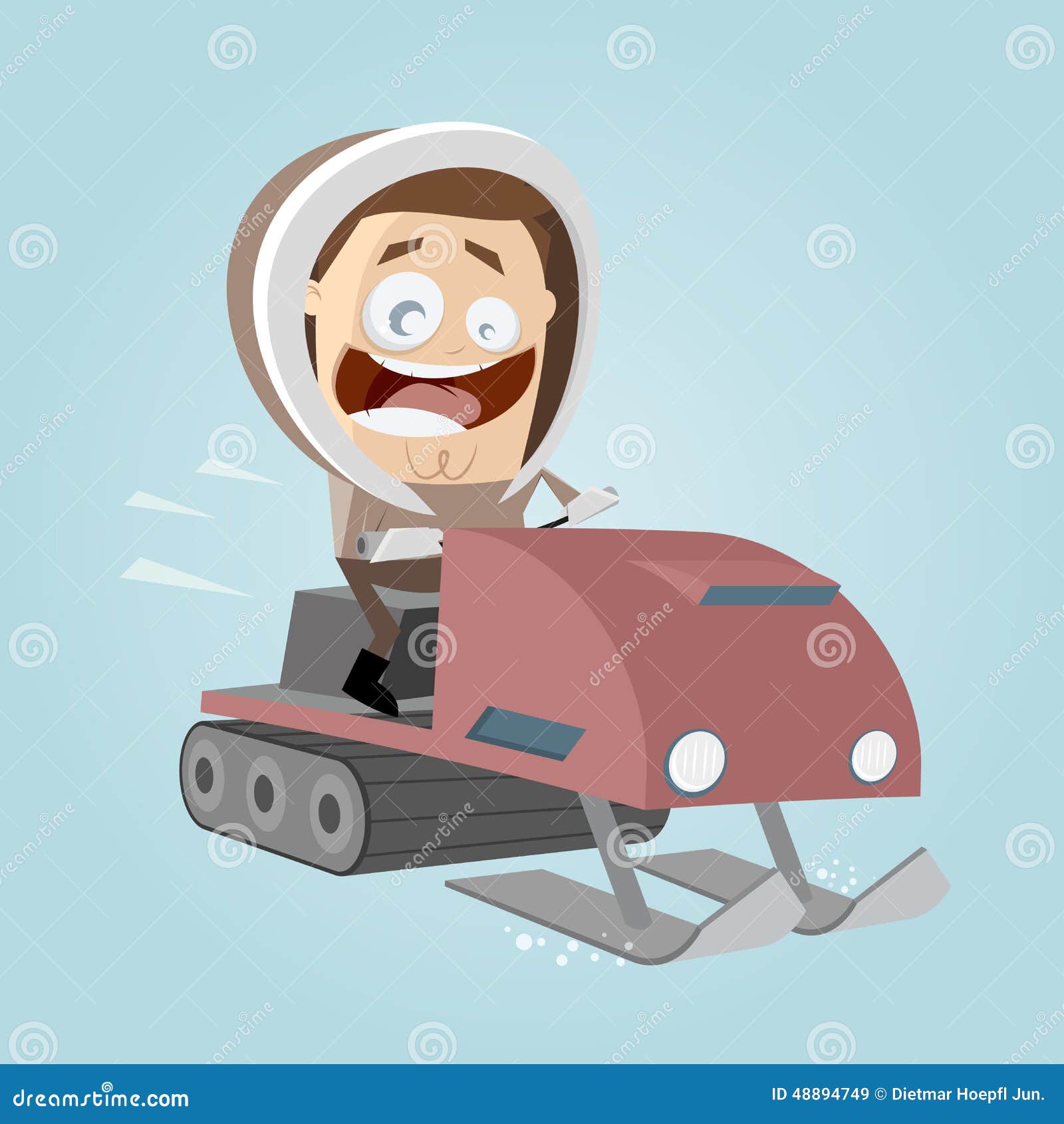 Funny Cartoon Man with Snowmobile Stock Vector - Illustration of ...