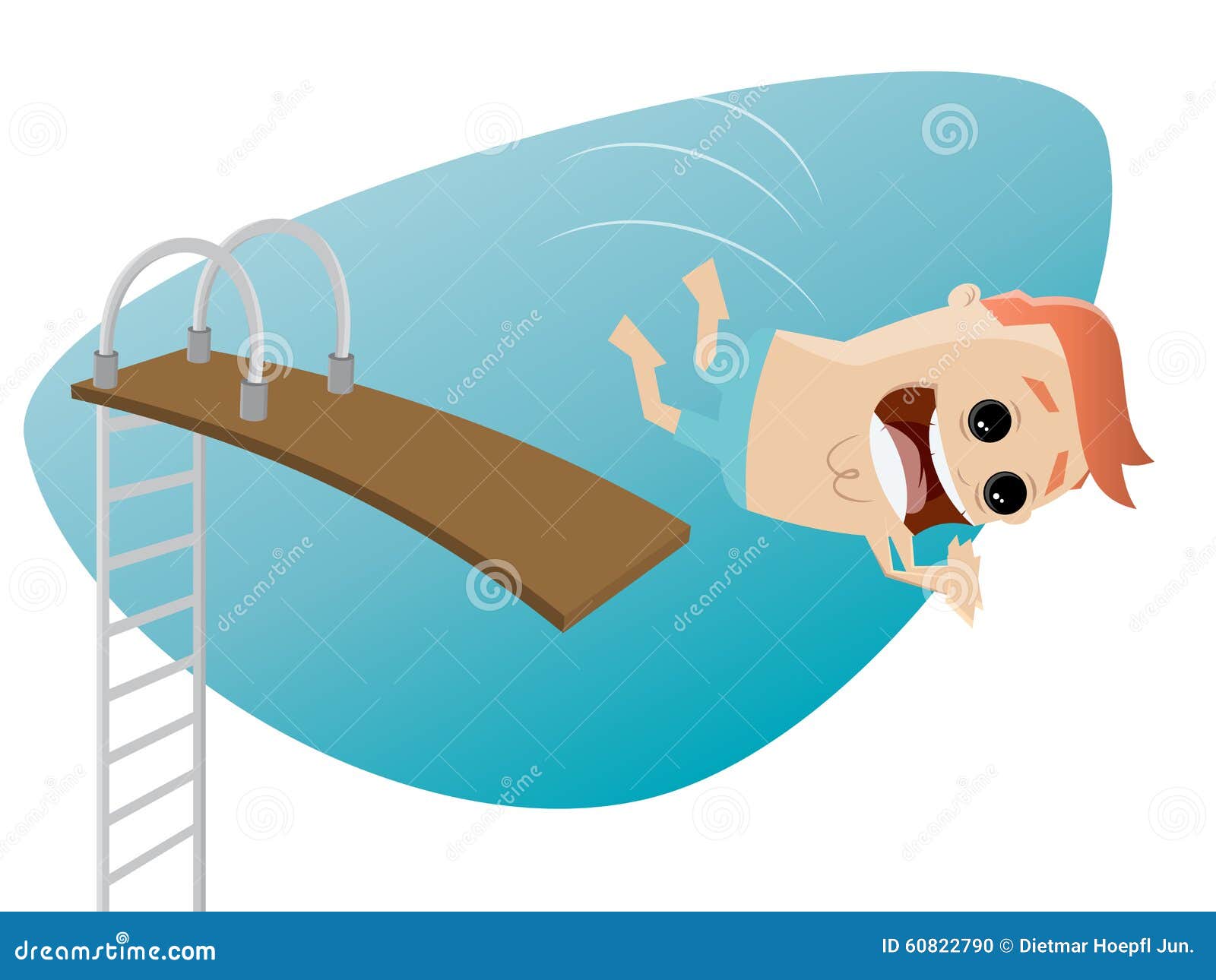 Funny Cartoon Man with Springboard Stock Vector - Illustration of ...