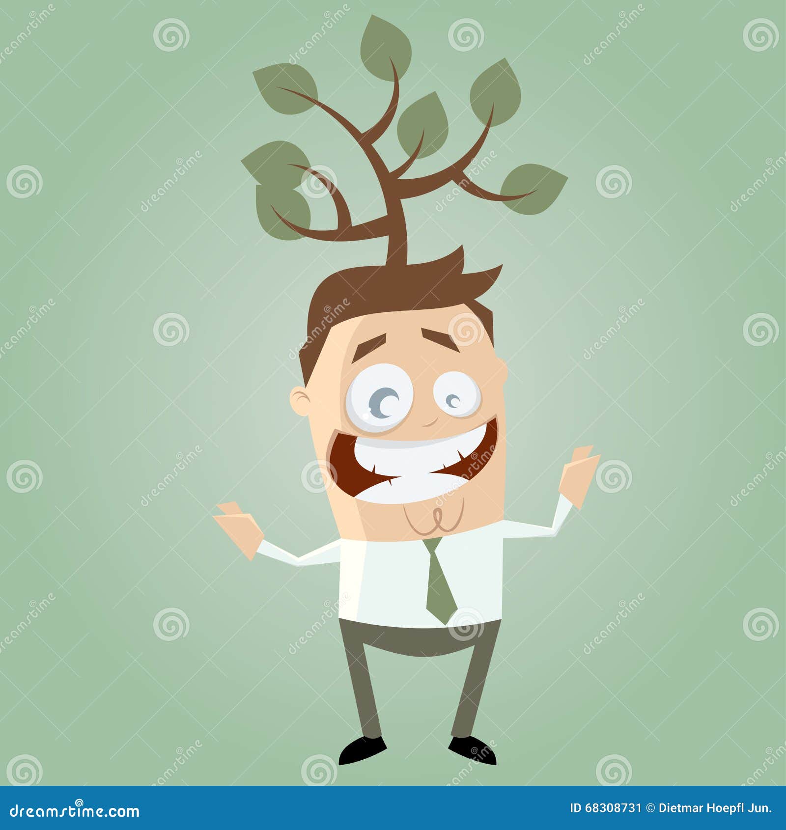 Funny Cartoon Man with Tree on His Head Stock Vector - Illustration of ...