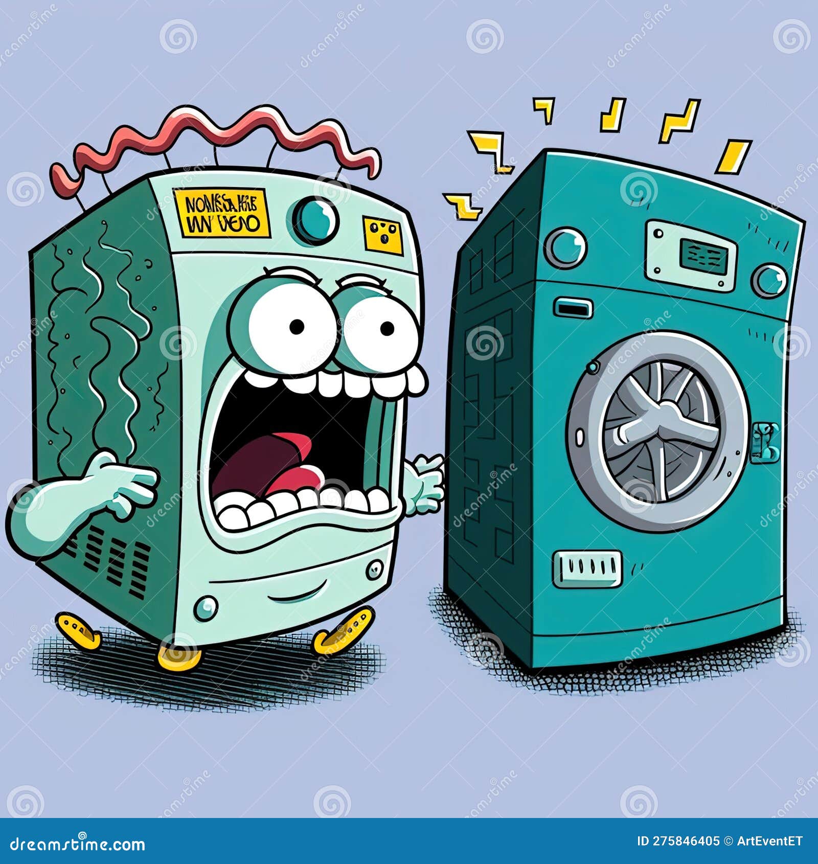 Funny Cartoon Washing Machine Yelling Stock Illustration - Illustration ...