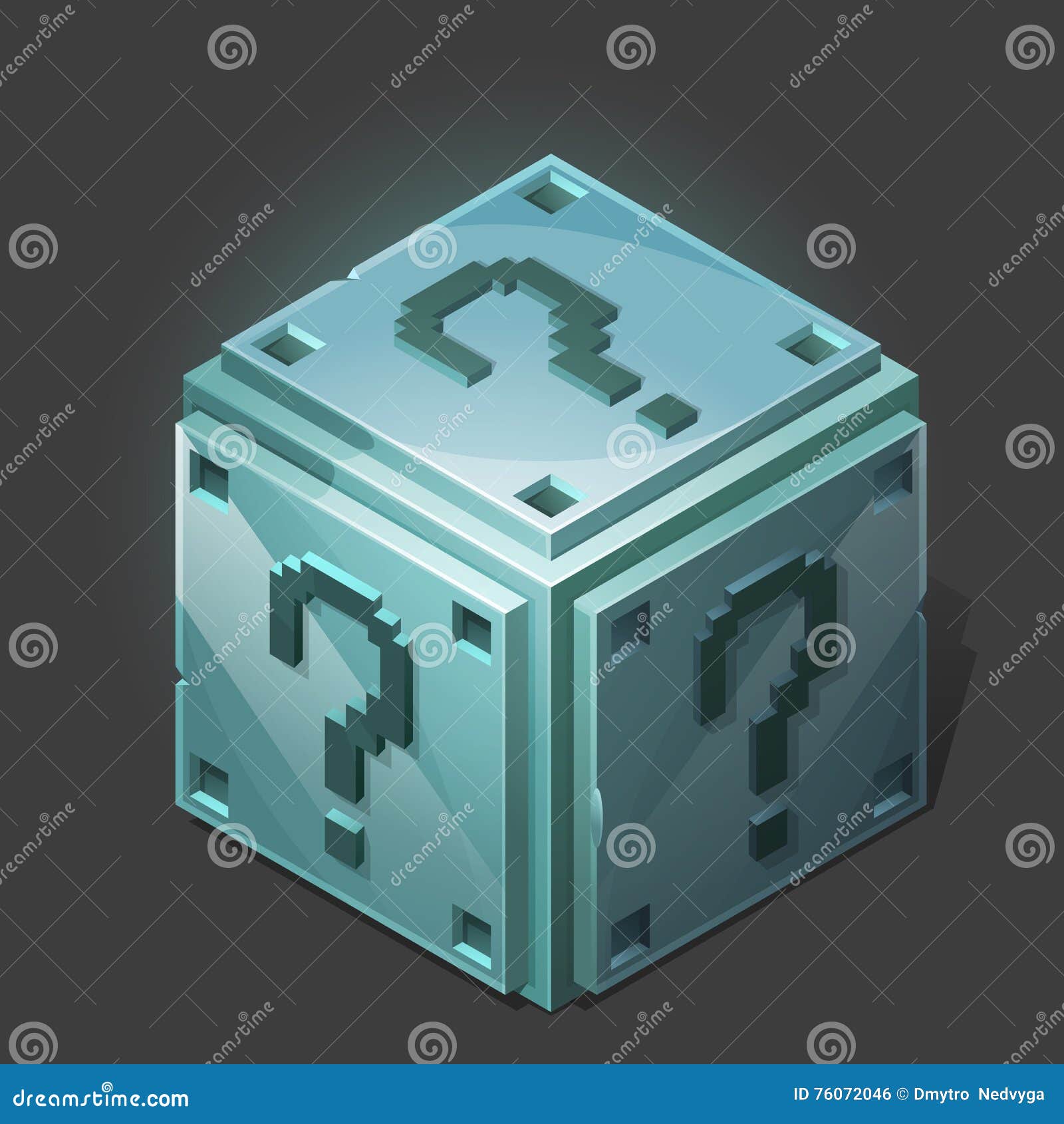 Funny Cartoon Metallic Isometric Question Box. Stock Vector ...