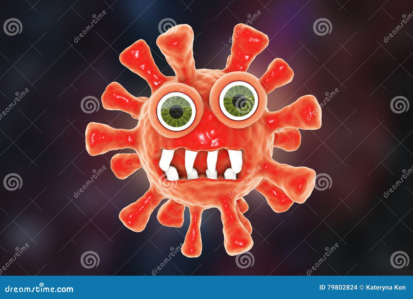 Funny cartoon microbe stock illustration. Illustration of unicellular ...