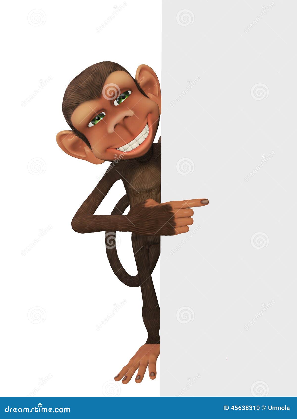 Funny Cartoon Monkey with a Blank Stock Illustration - Illustration of ...