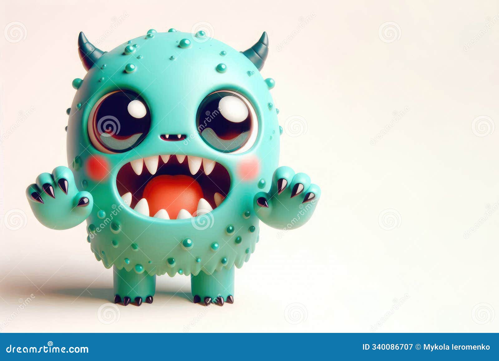 A Funny Cartoon Monster with Big Eyes and Sharp Teeth. Space for Text ...