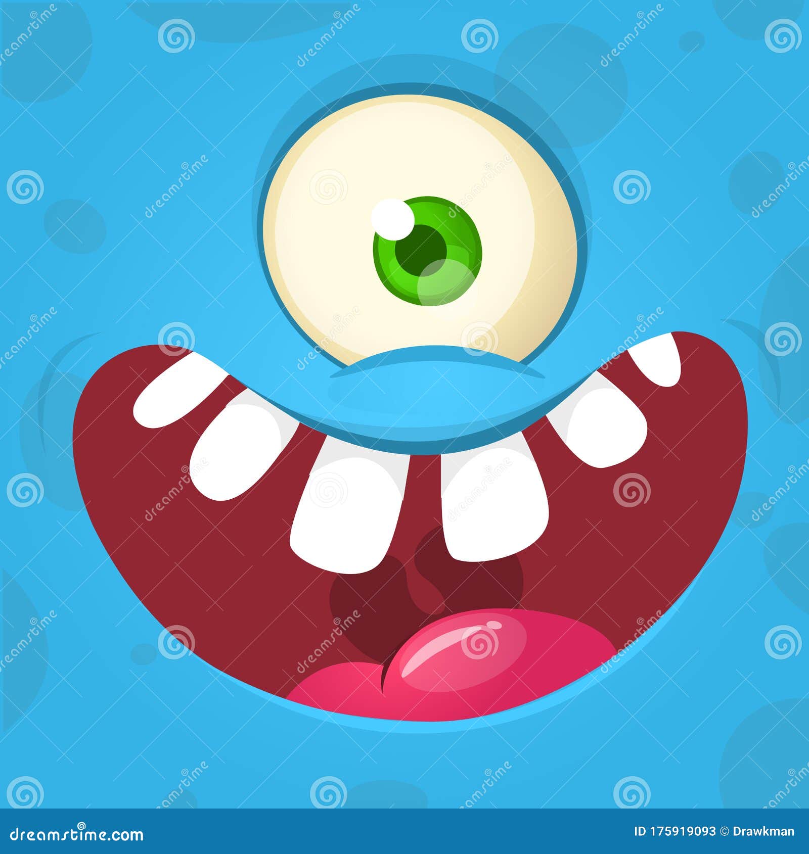 Funny Cartoon Monster Cyclops Face. Vector Halloween Monster Square Avatar Stock Vector ...