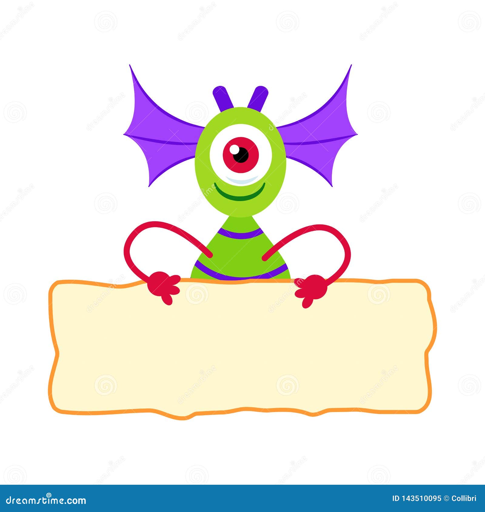 Funny Cartoon Monster with Empty Frame Message Stock Vector ...
