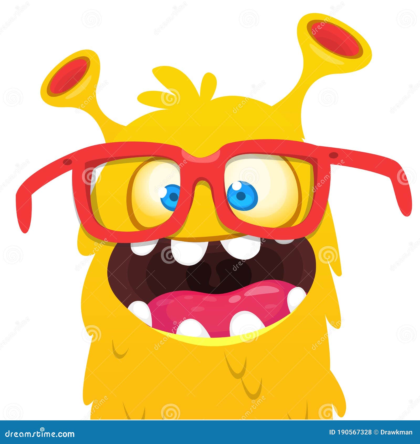 Funny Cartoon Monster Face Expression. Vector Monster Creature Avatar ...