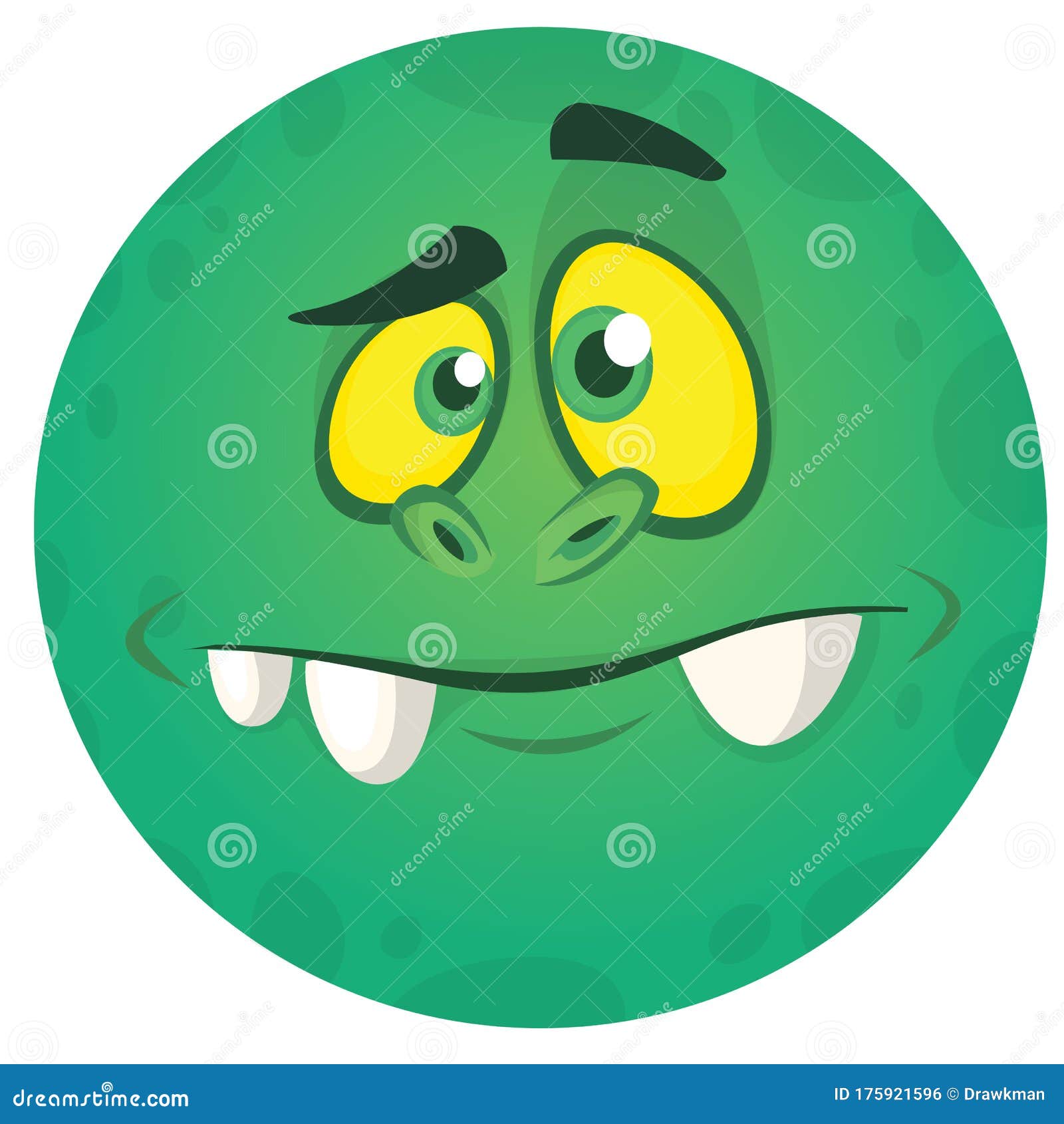 Funny Cartoon Monster Face. Vector Halloween Monster Round Avatar Stock ...