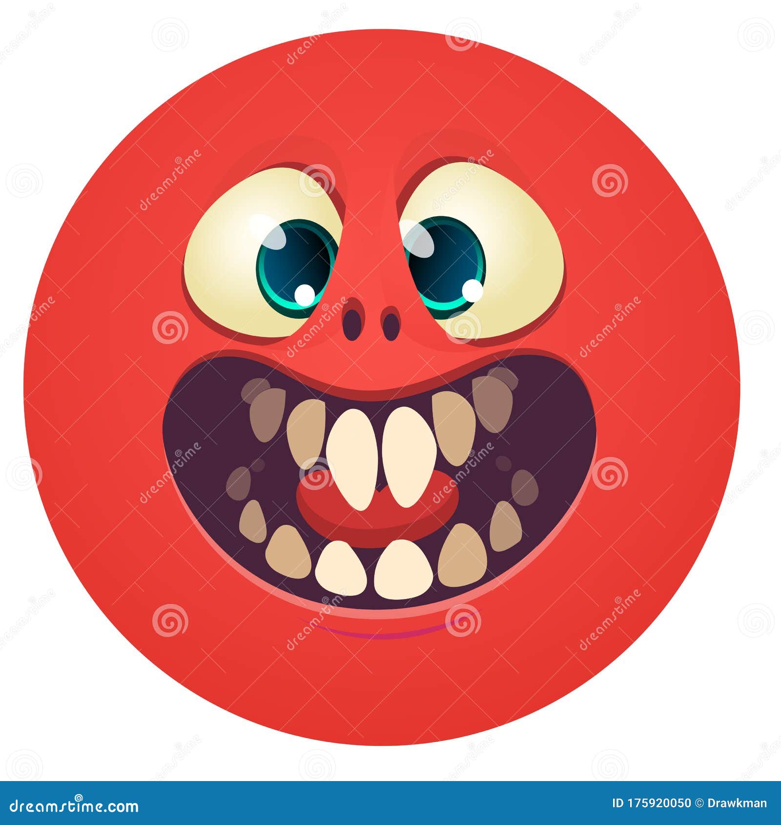 Scared Cartoon Monster Face Expression. Vector Halloween Monster Square ...