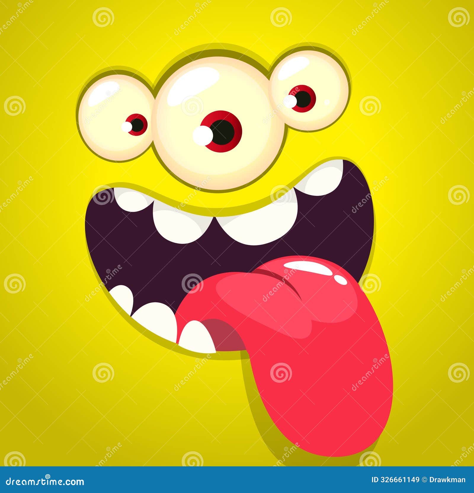 Funny Cartoon Monster Face. Vector Monster Square Avatar Stock Vector ...