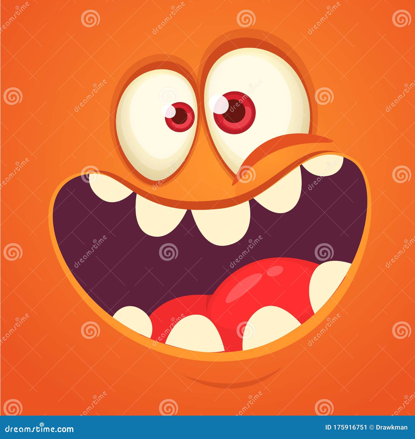 Funny Cartoon Monster Face. Vector Monster Square Avatar Stock Vector ...