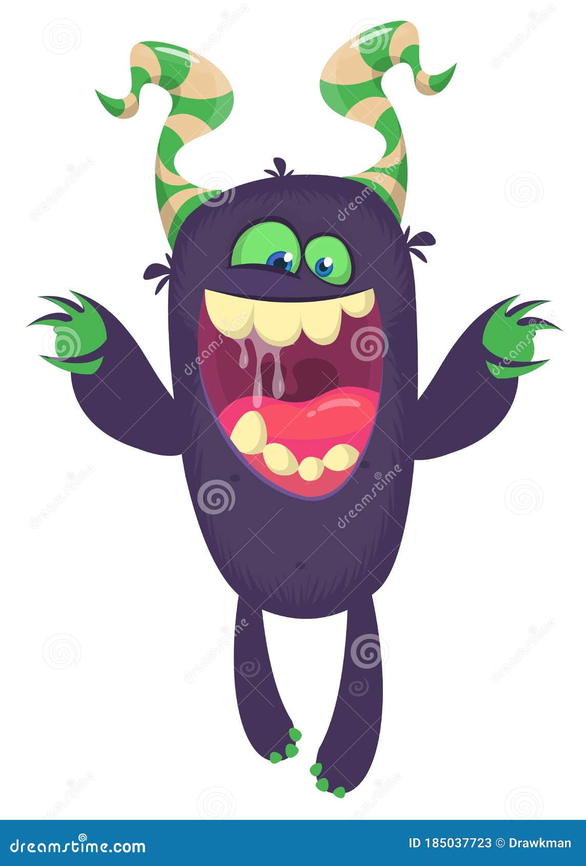 Funny Cartoon Monster with Laughing Face Expression. Vector Halloween ...