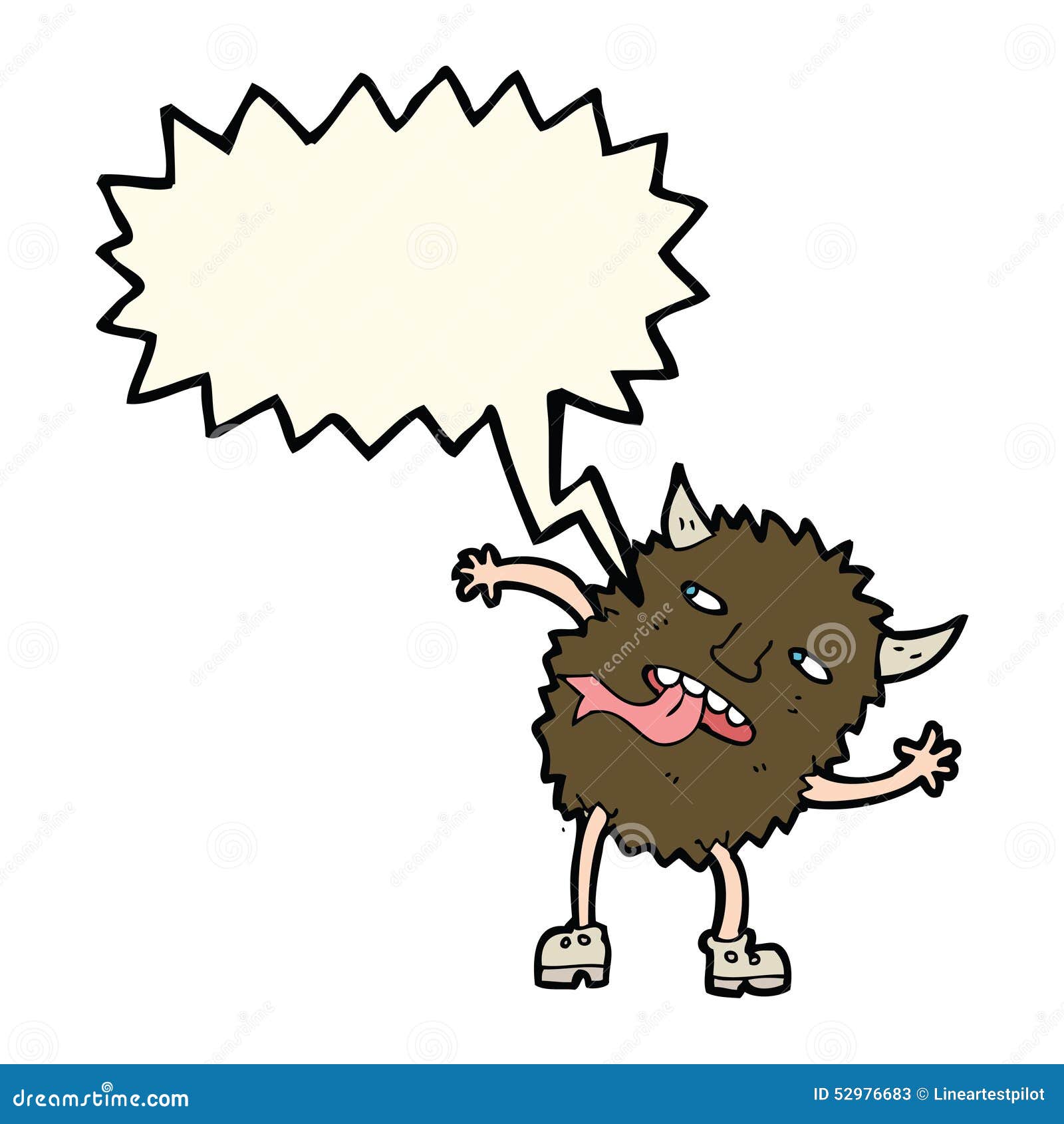 Funny Cartoon Monster with Speech Bubble Stock Illustration ...