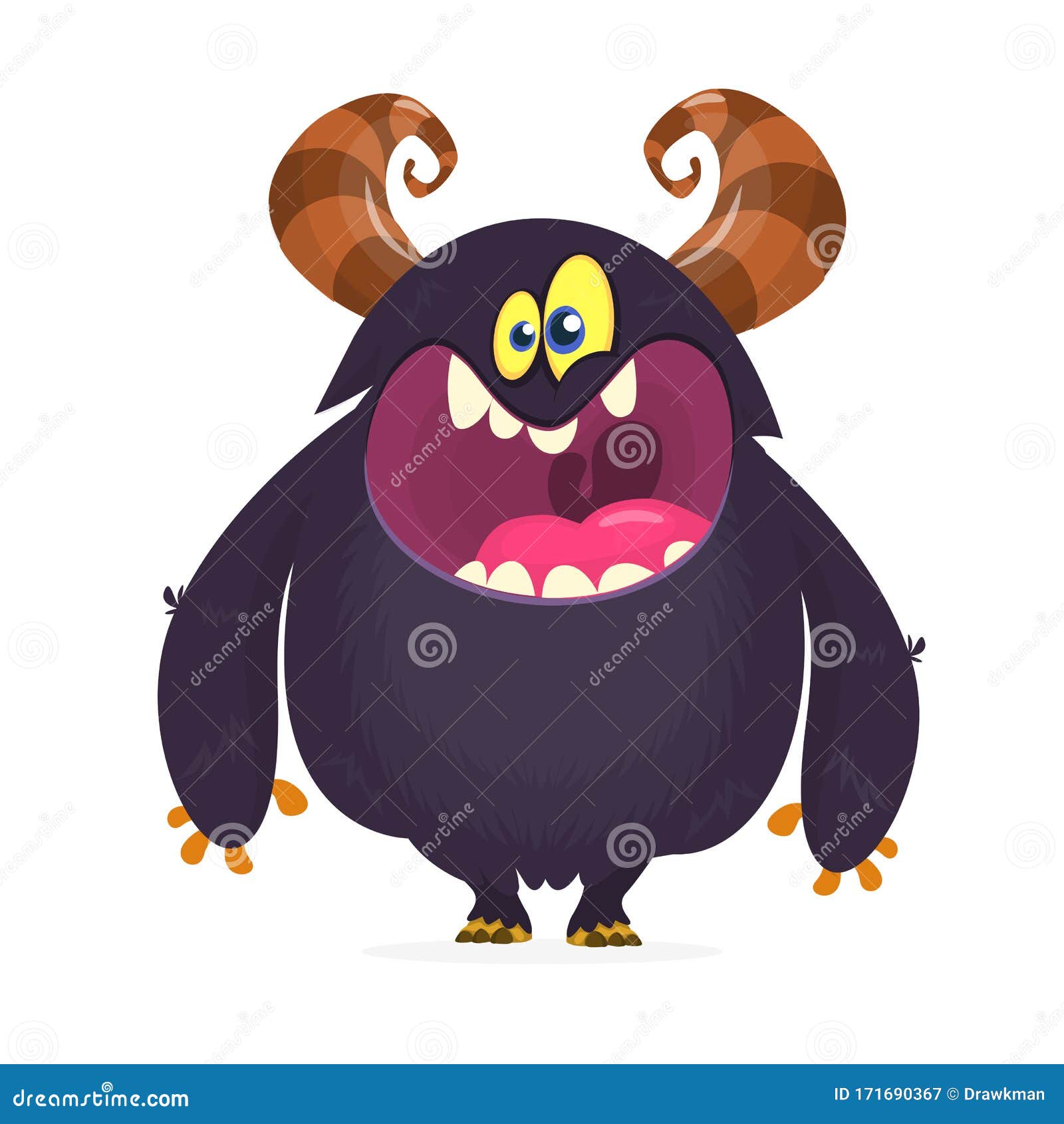 Funny Cartoon Monster. Vector Monster Illustration Stock Vector ...