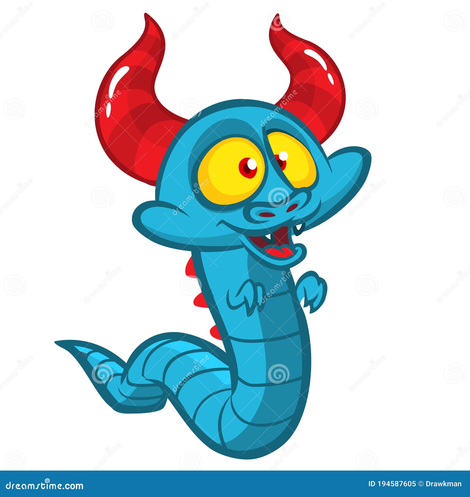 Funny Cartoon Monster. Vector Illustration of Cute Monster Creature ...
