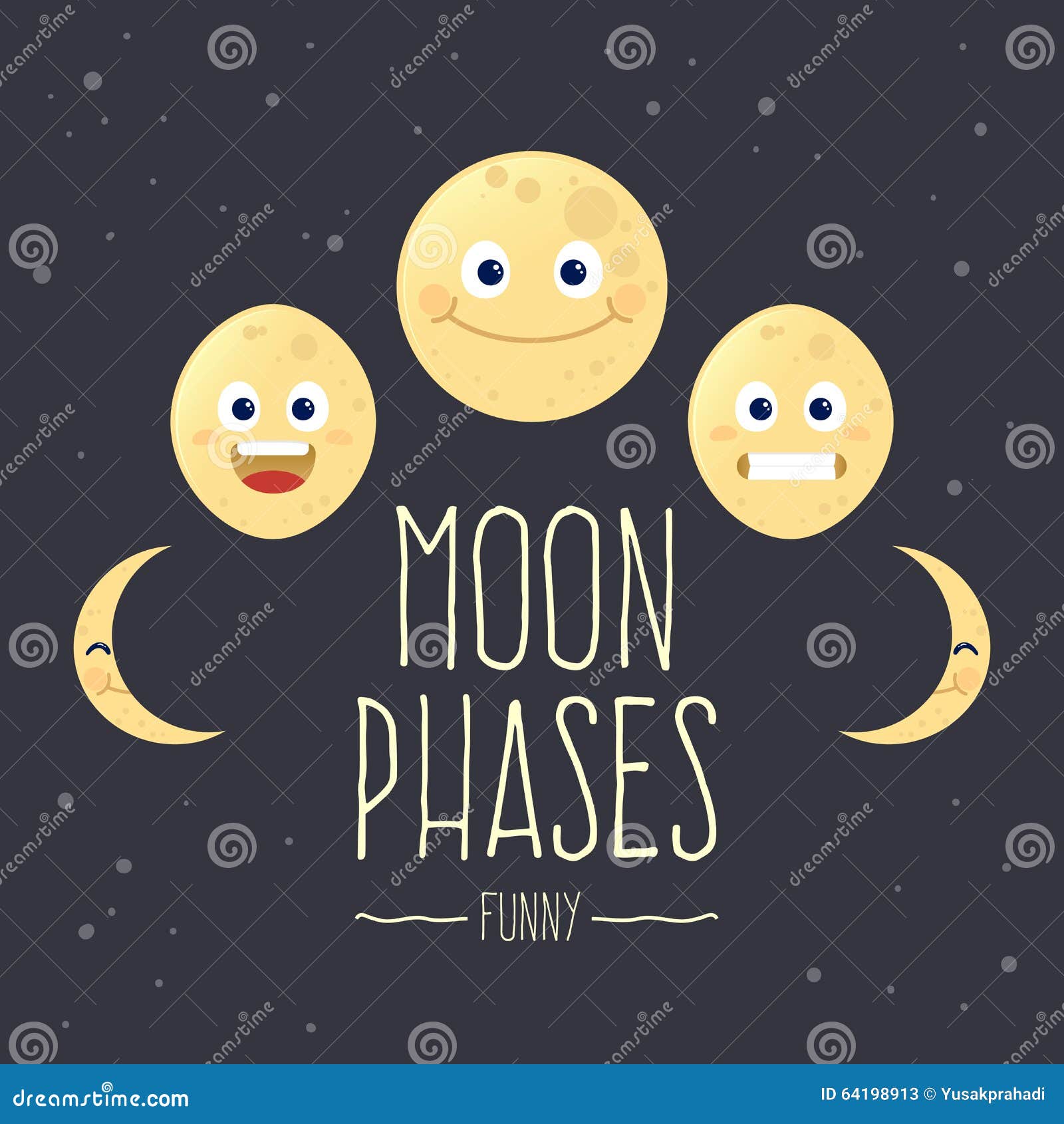 Funny Cartoon Moon Phases | CartoonDealer.com #64198913