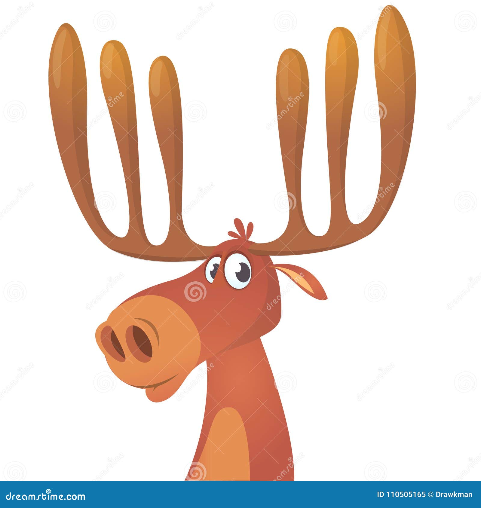 Cartoon Moose Head Isolated On White Background Vector Illustration ...