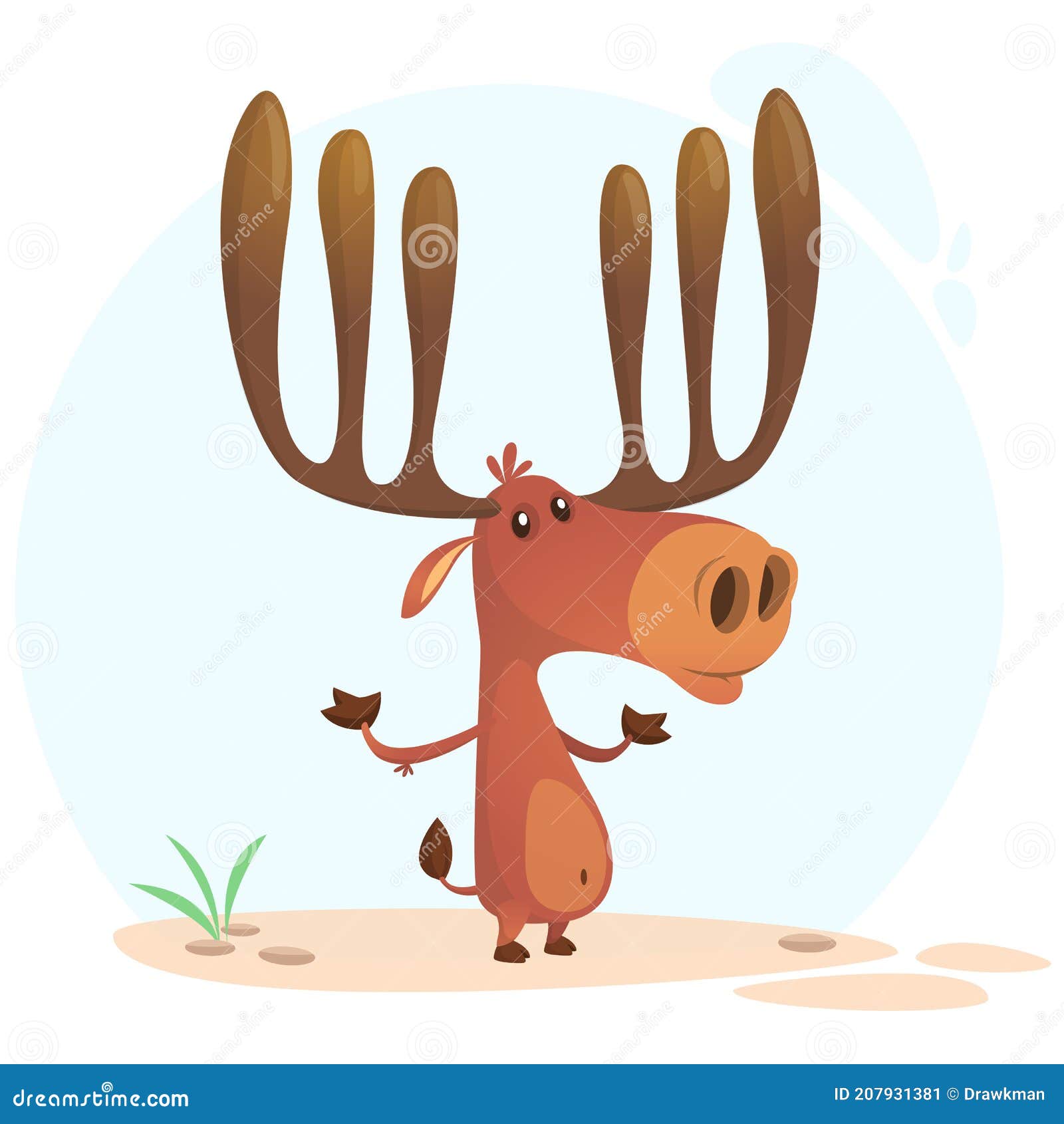 Funny Cartoon Moose. Vector Moose Character Illustration Stock Vector ...