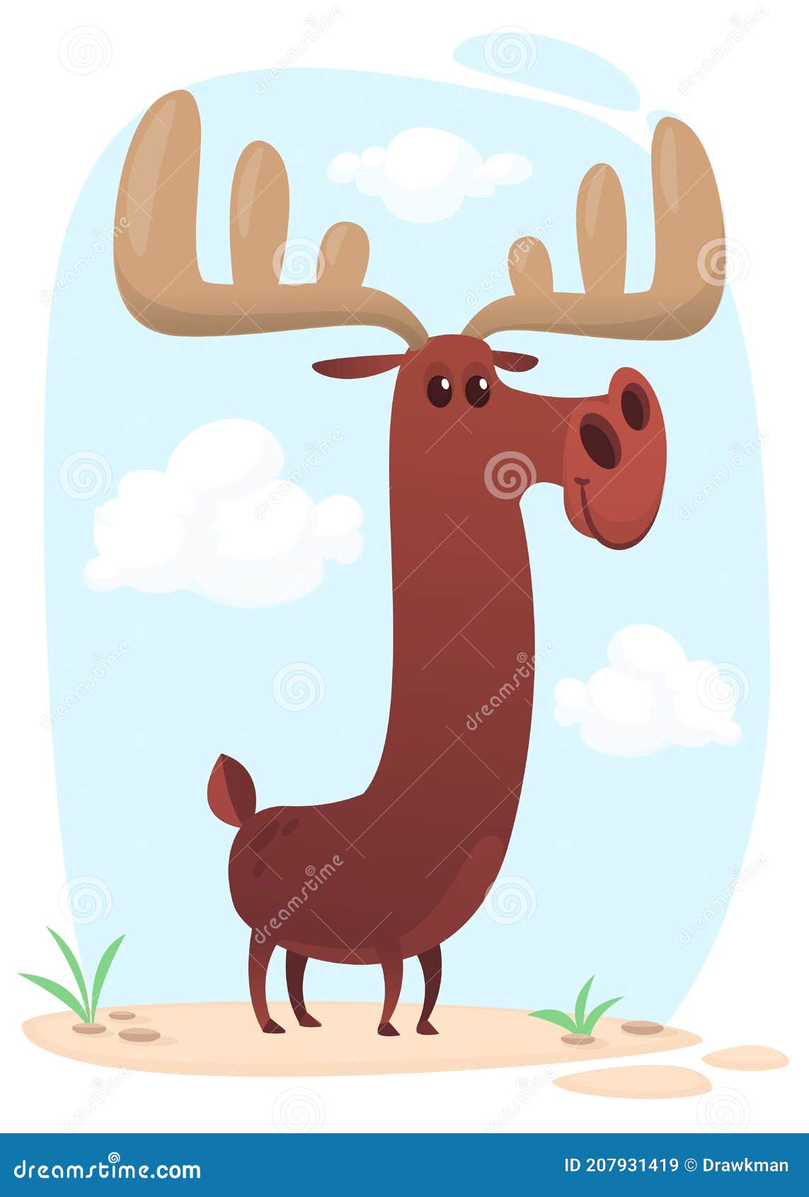 Funny Cartoon Moose. Vector Moose Character Illustration Stock Vector ...