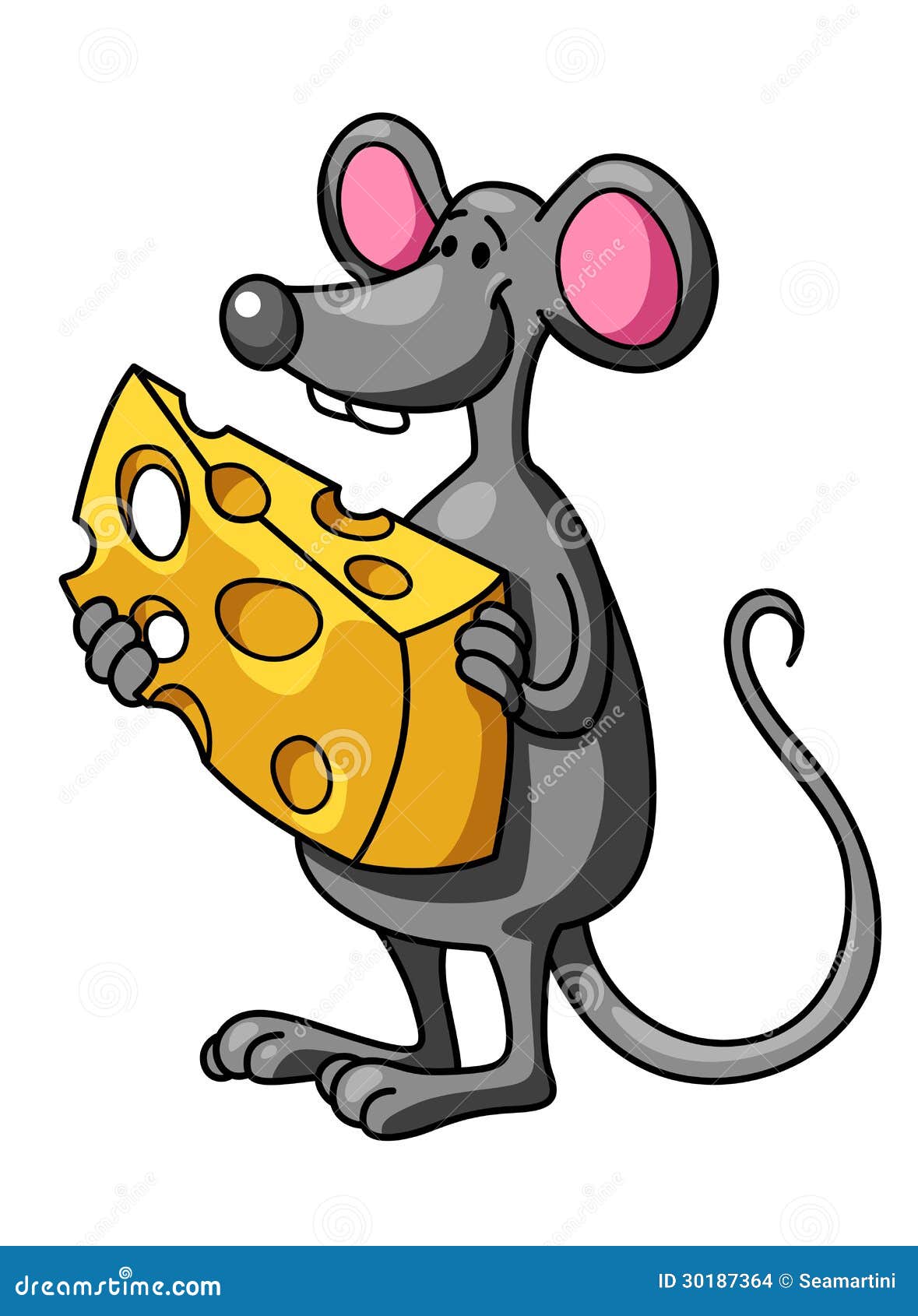 Funny Cartoon Mouse with Cheese Stock Vector - Illustration of smell ...