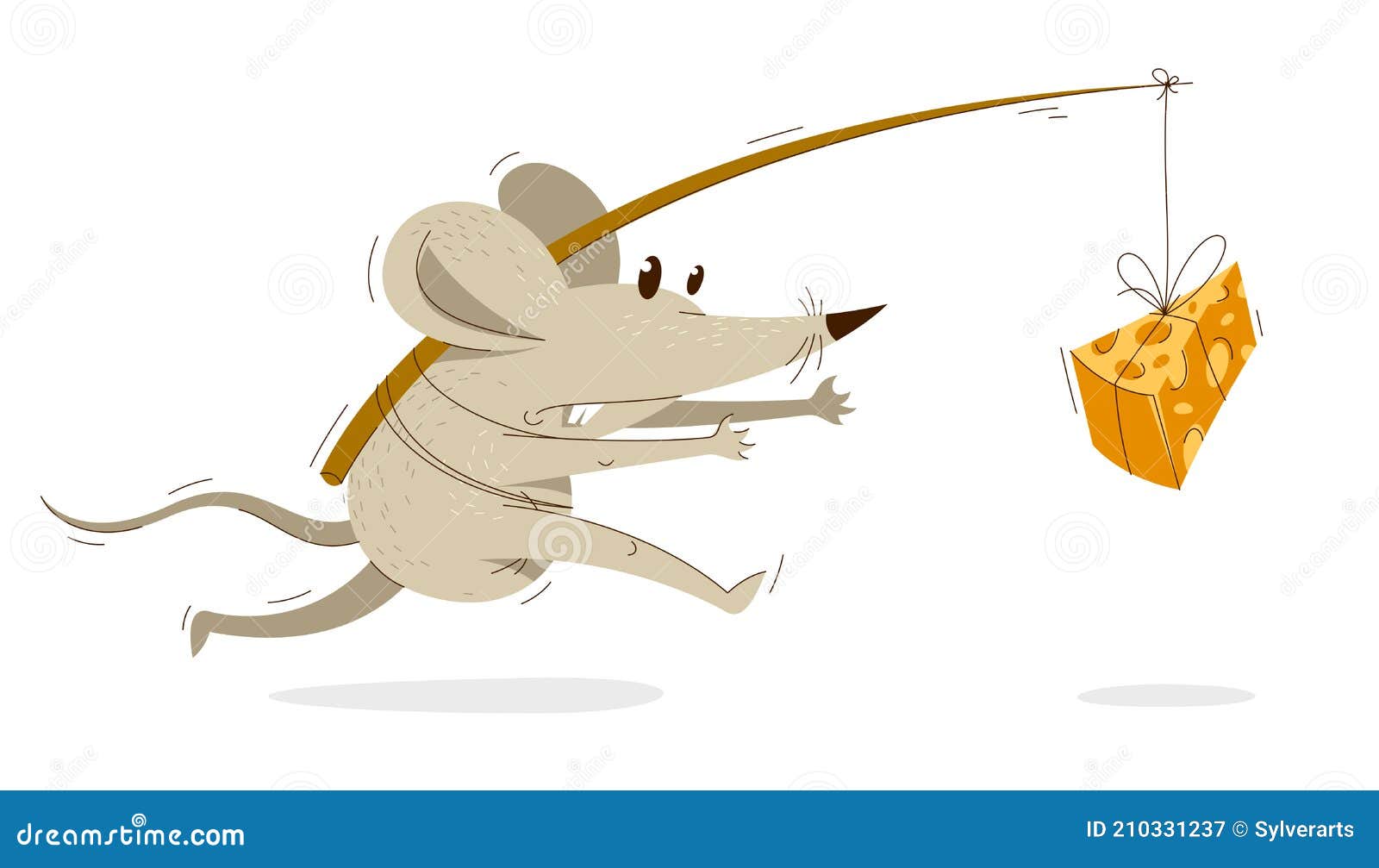 Funny Cartoon Mouse Runs Fast in a Rush Vector Illustration, Hurry Late ...