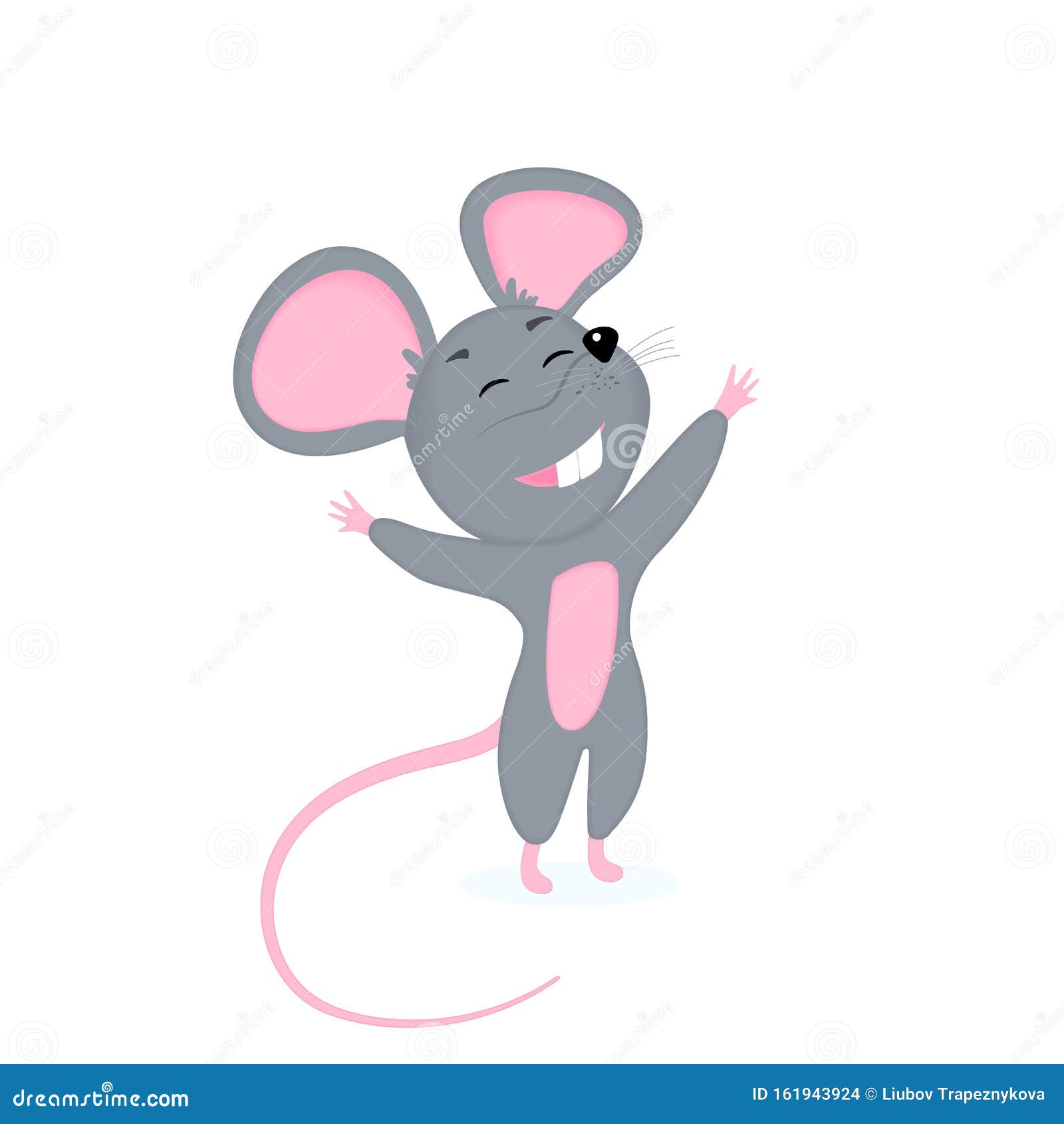 Funny Cartoon Mouse Smiles and Pulls Hugs. 2020 Year of the Rat Stock ...