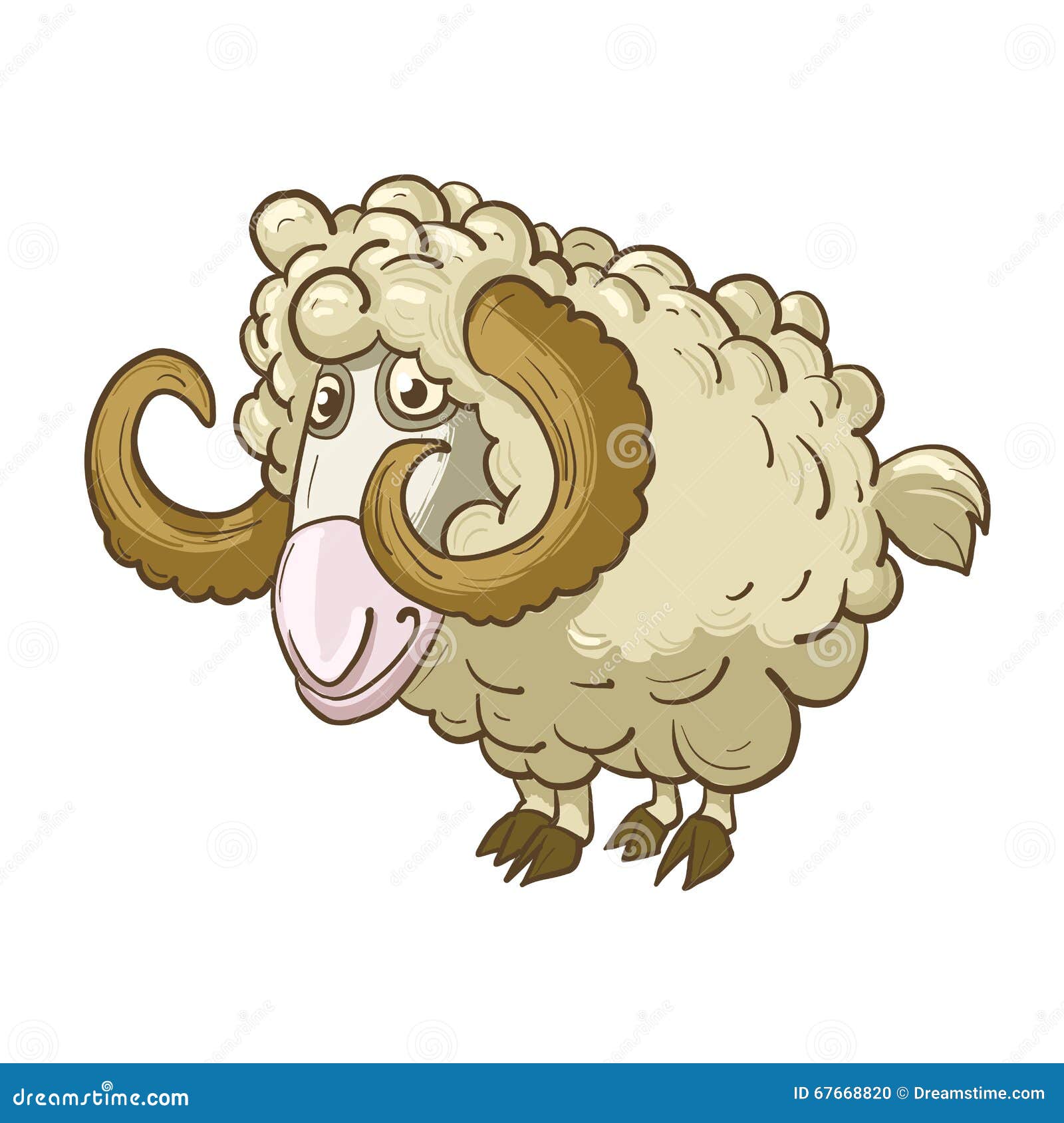 Funny cartoon Mutton stock vector. Illustration of horned - 67668820
