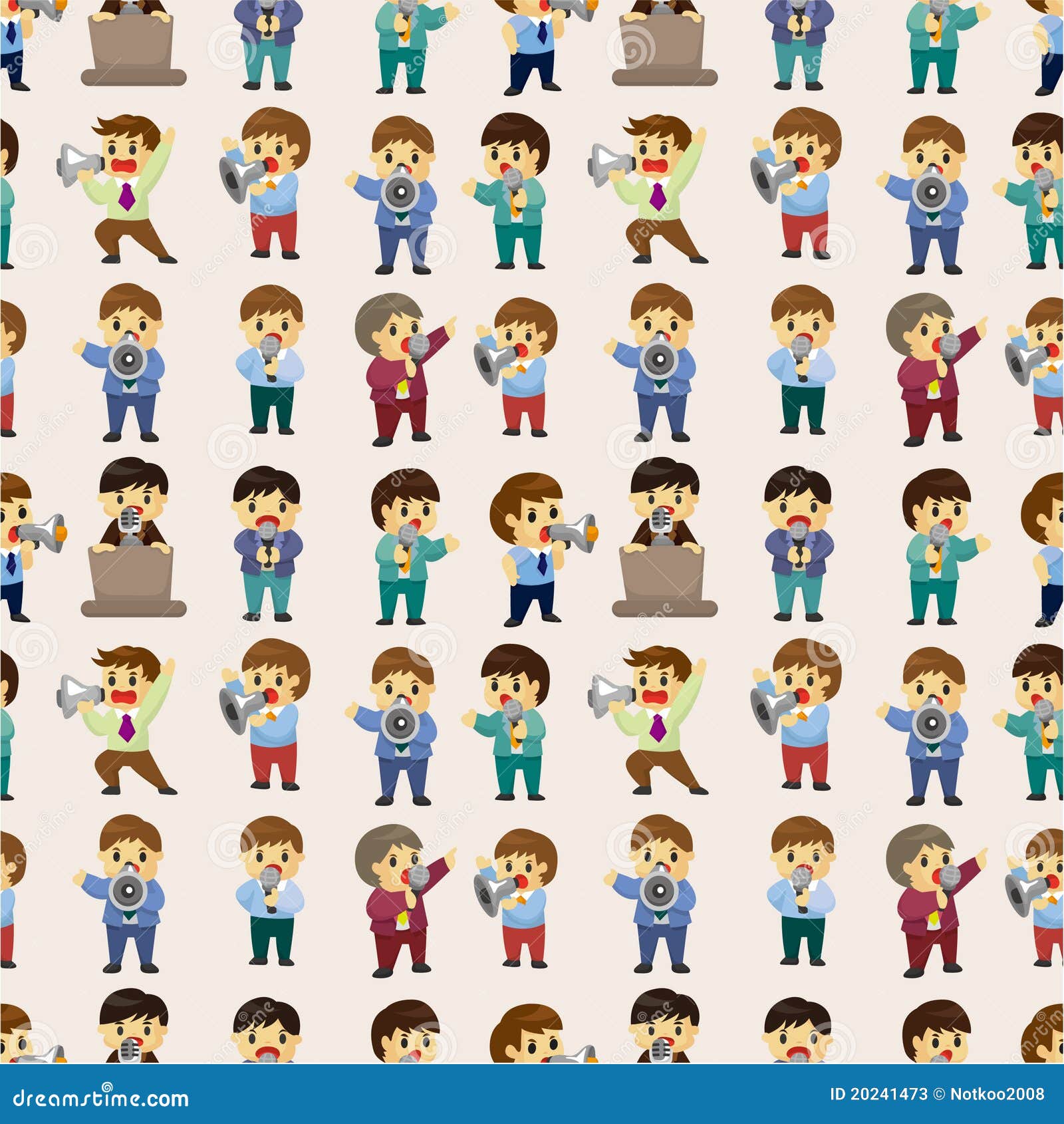 Funny Cartoon Office Worker Talk with Microphone a Stock Vector ...