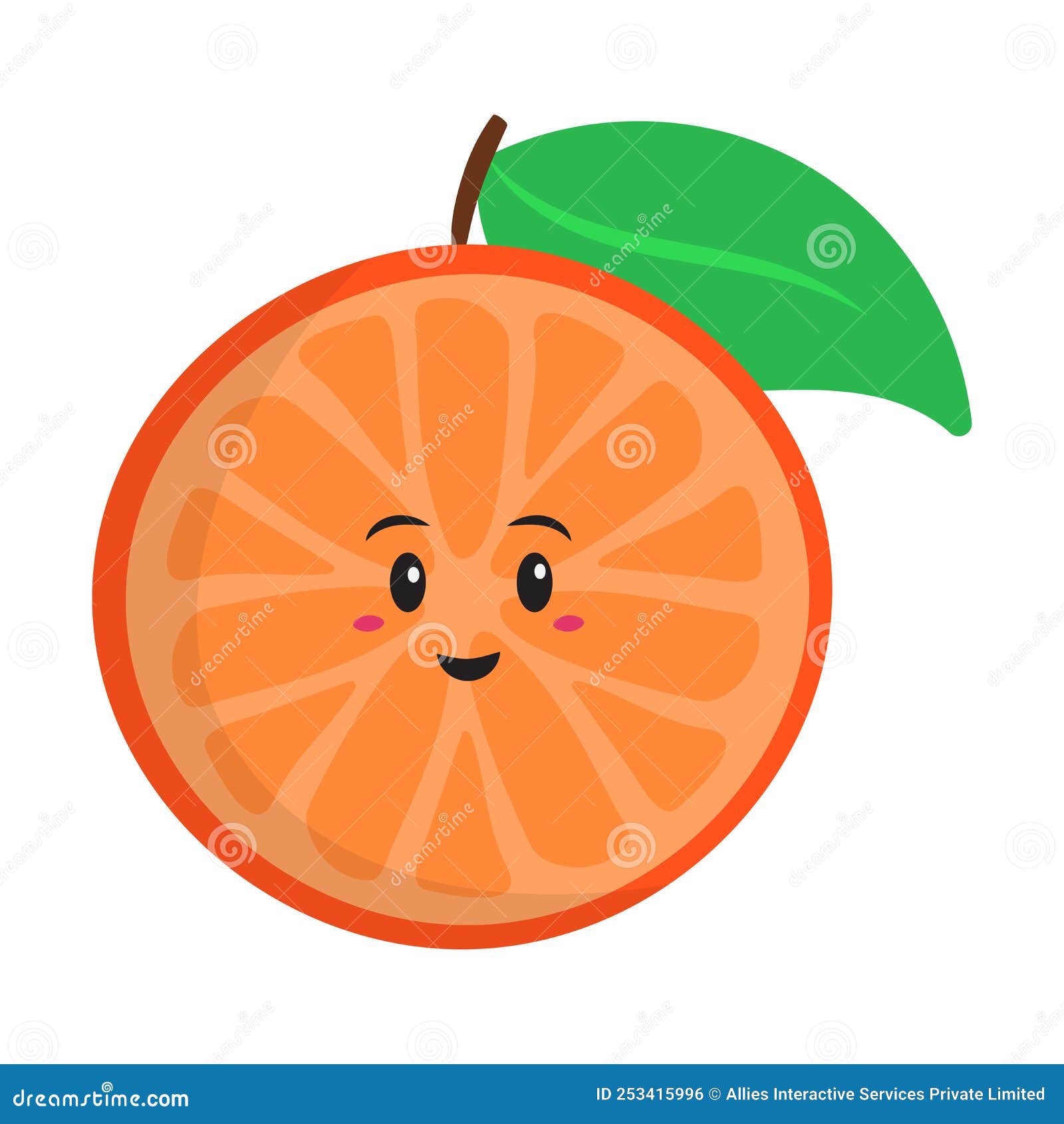 Funny Cartoon Orange Half Piece Over White Stock Illustration ...