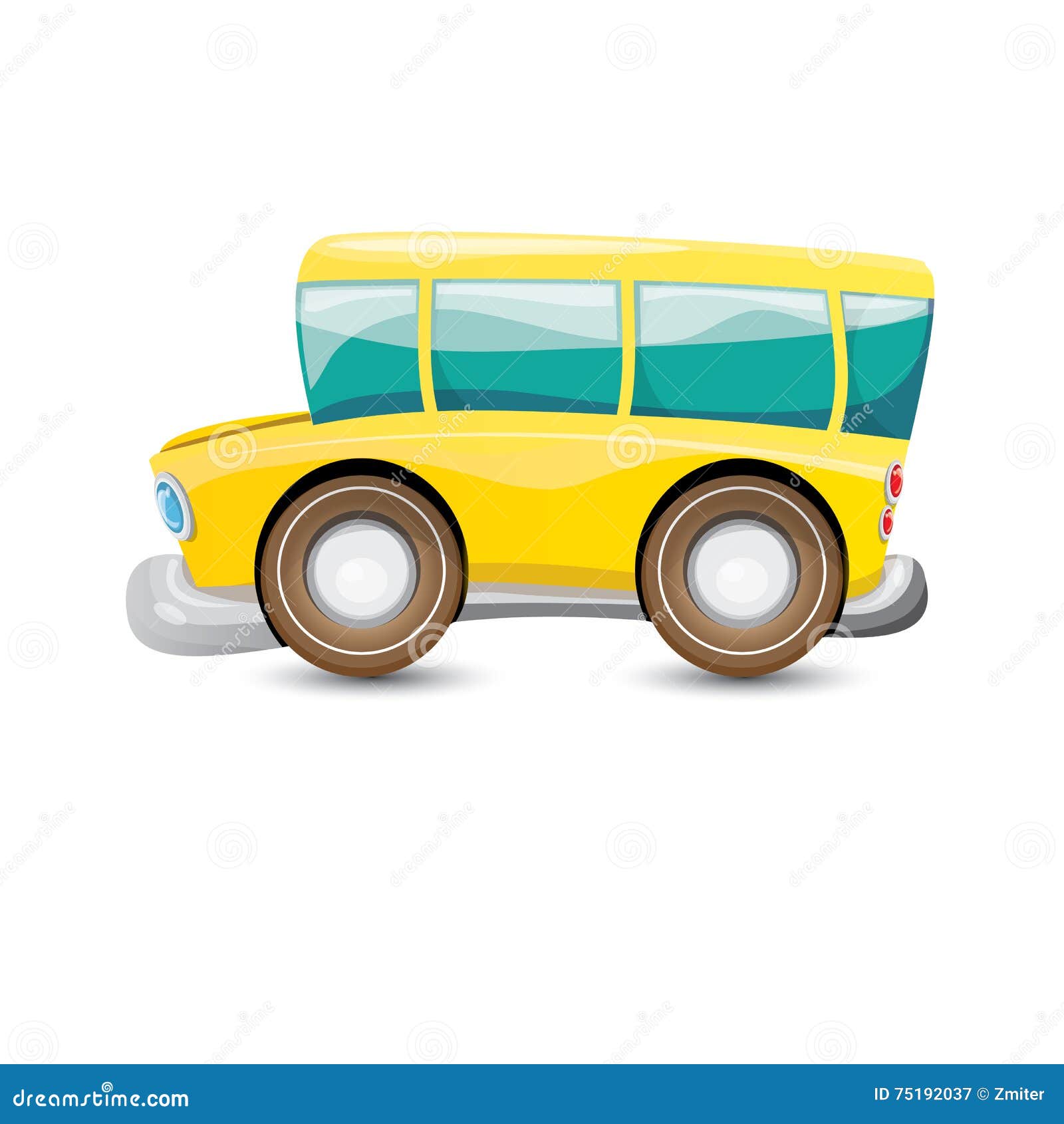 Funny Cartoon Orange School Bus Stock Vector - Illustration of cute ...