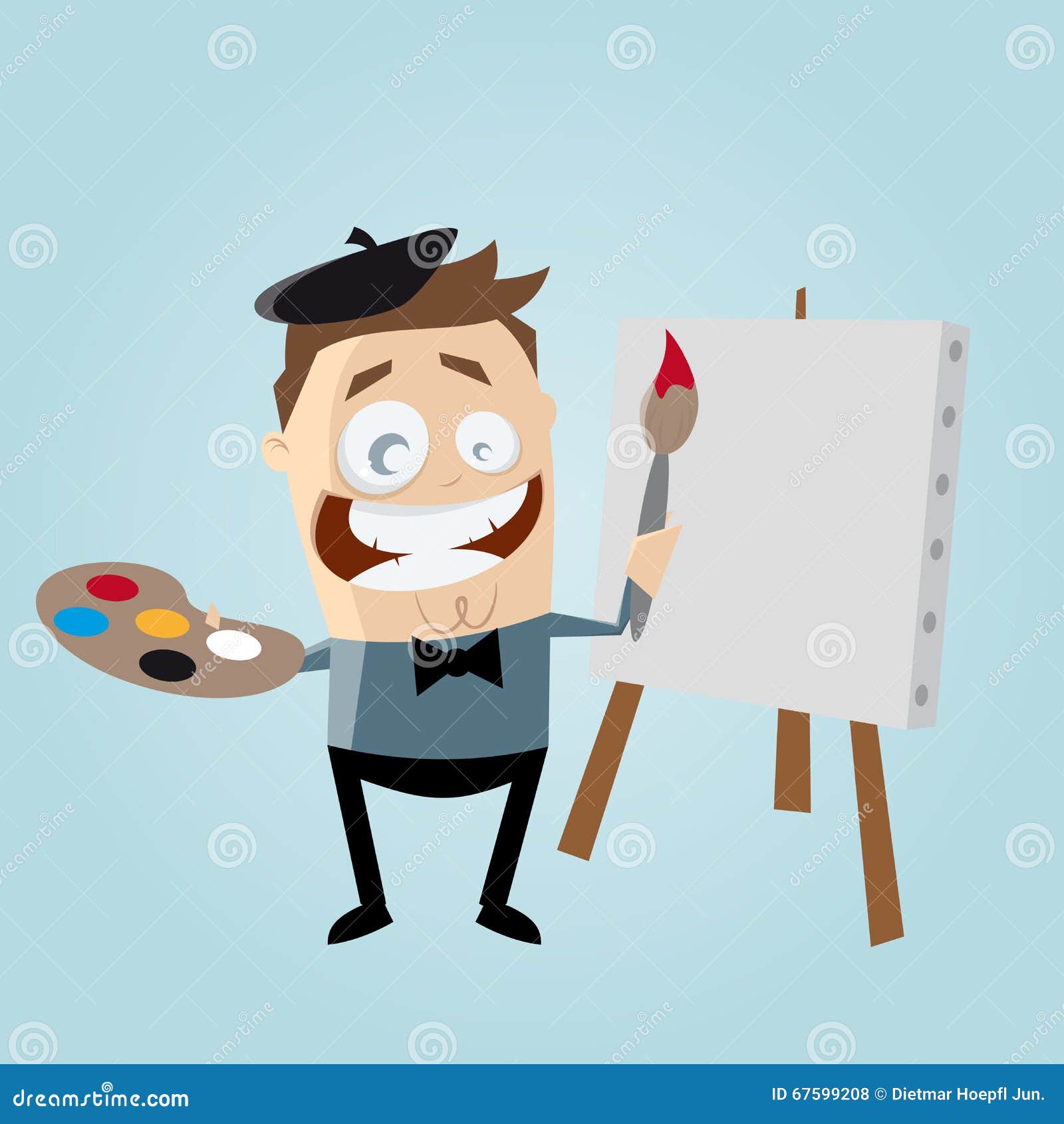 Funny cartoon painter stock vector. Illustration of retro - 67599208
