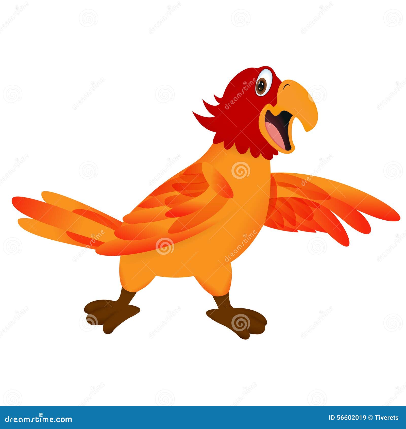 Funny cartoon parrot stock vector. Illustration of macaw - 56602019