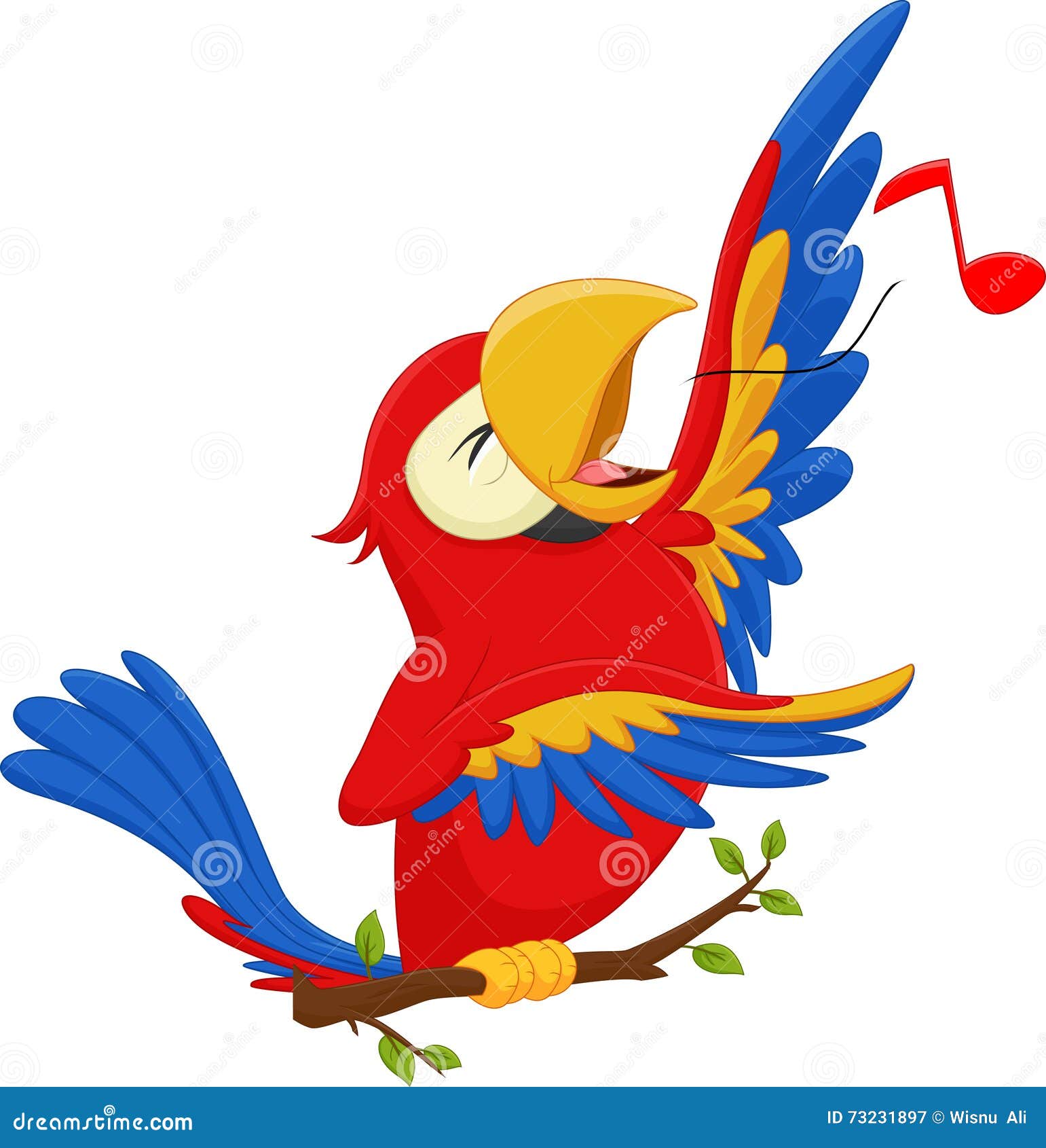 Funny Cartoon Parrot Singing Stock Vector - Illustration of bird, head ...