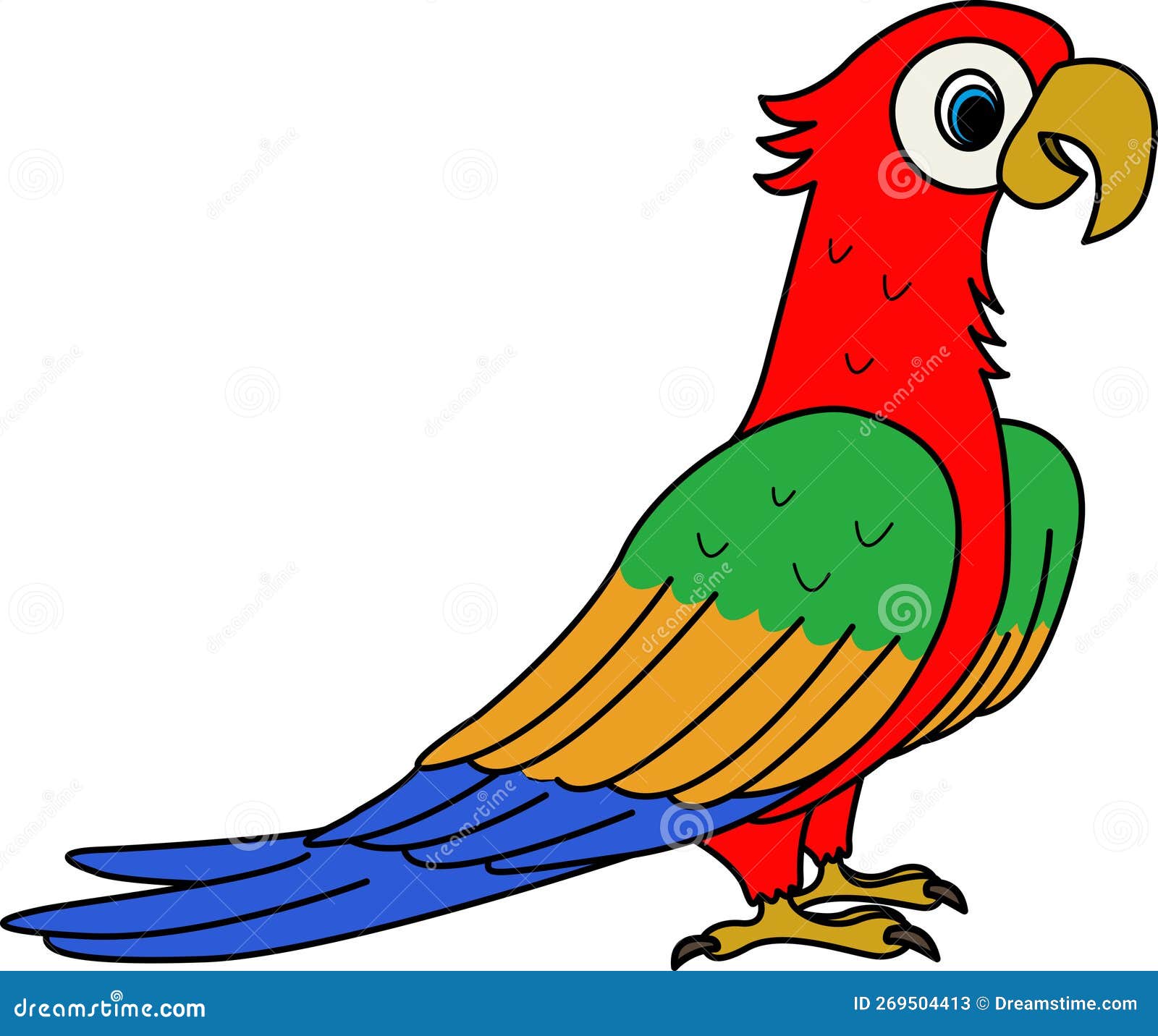 Funny Cartoon Parrot. stock vector. Illustration of cute - 269504413