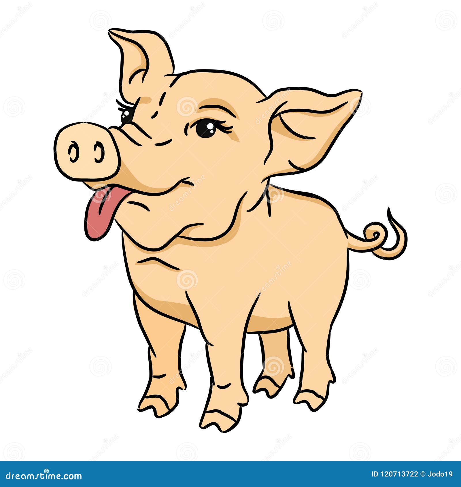 Funny Cartoon Pig. Isolated 2D Illustration Stock Illustration ...