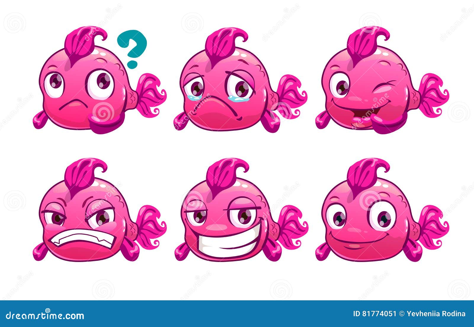 Pink Fish Vector Flat Illustration. Cute Cartoon Character. Sea ...