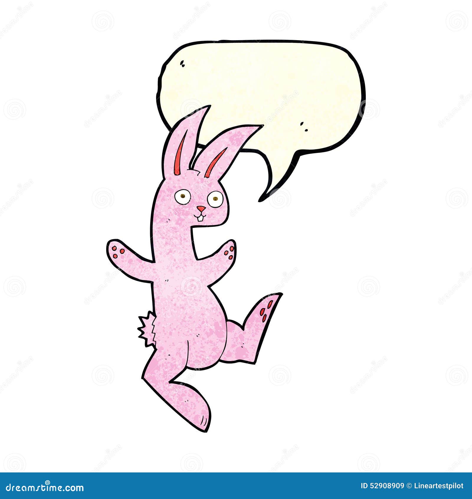 Funny Cartoon Pink Rabbit with Speech Bubble Stock Illustration ...