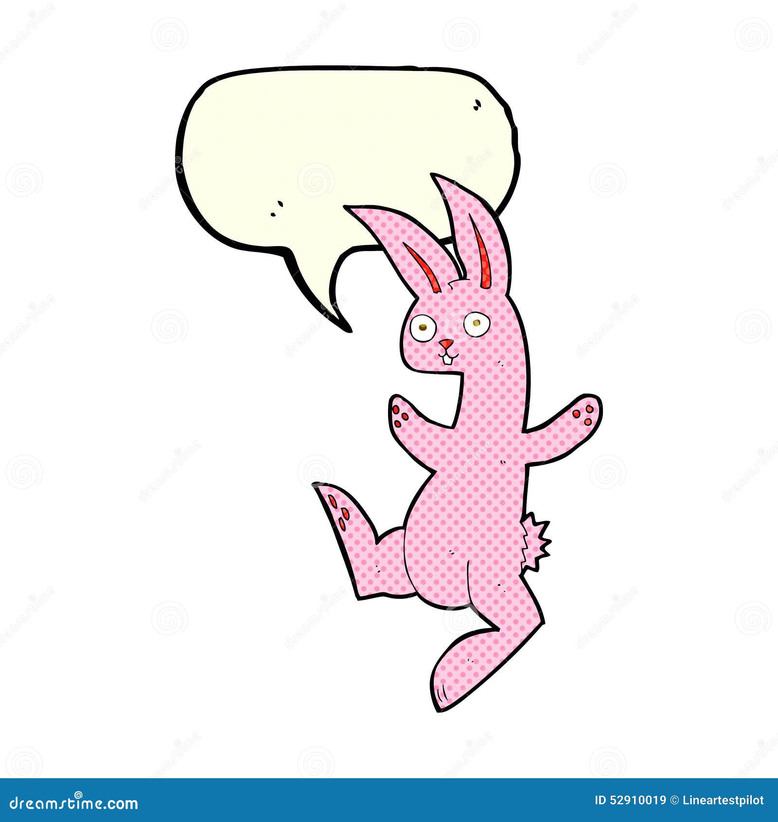 Funny Cartoon Pink Rabbit with Speech Bubble Stock Illustration ...