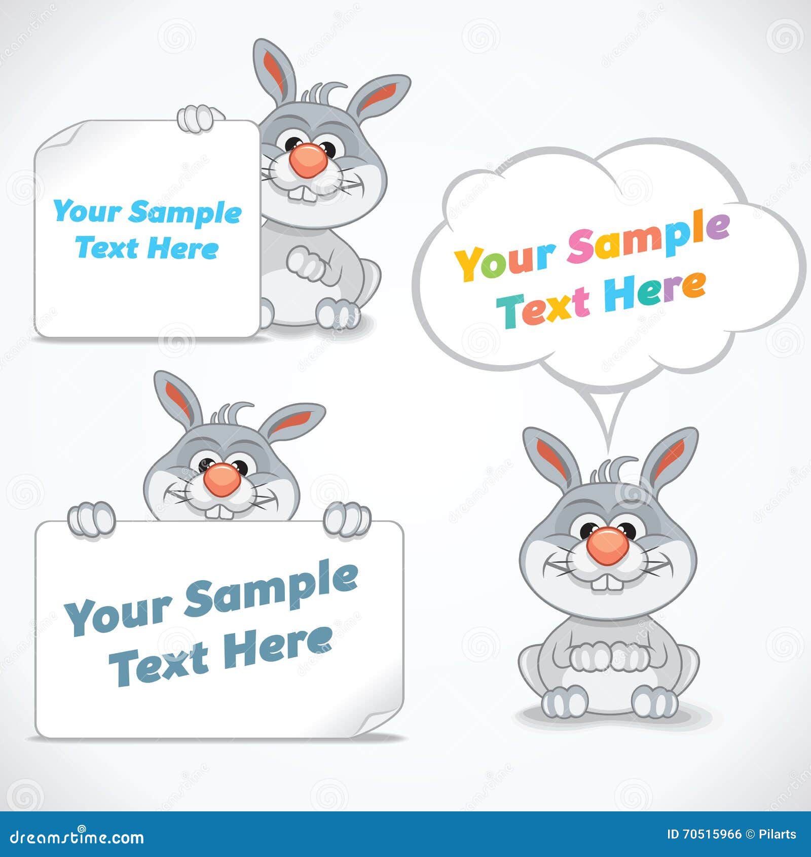 Funny Cartoon Rabbit with Banners Stock Illustration - Illustration of ...